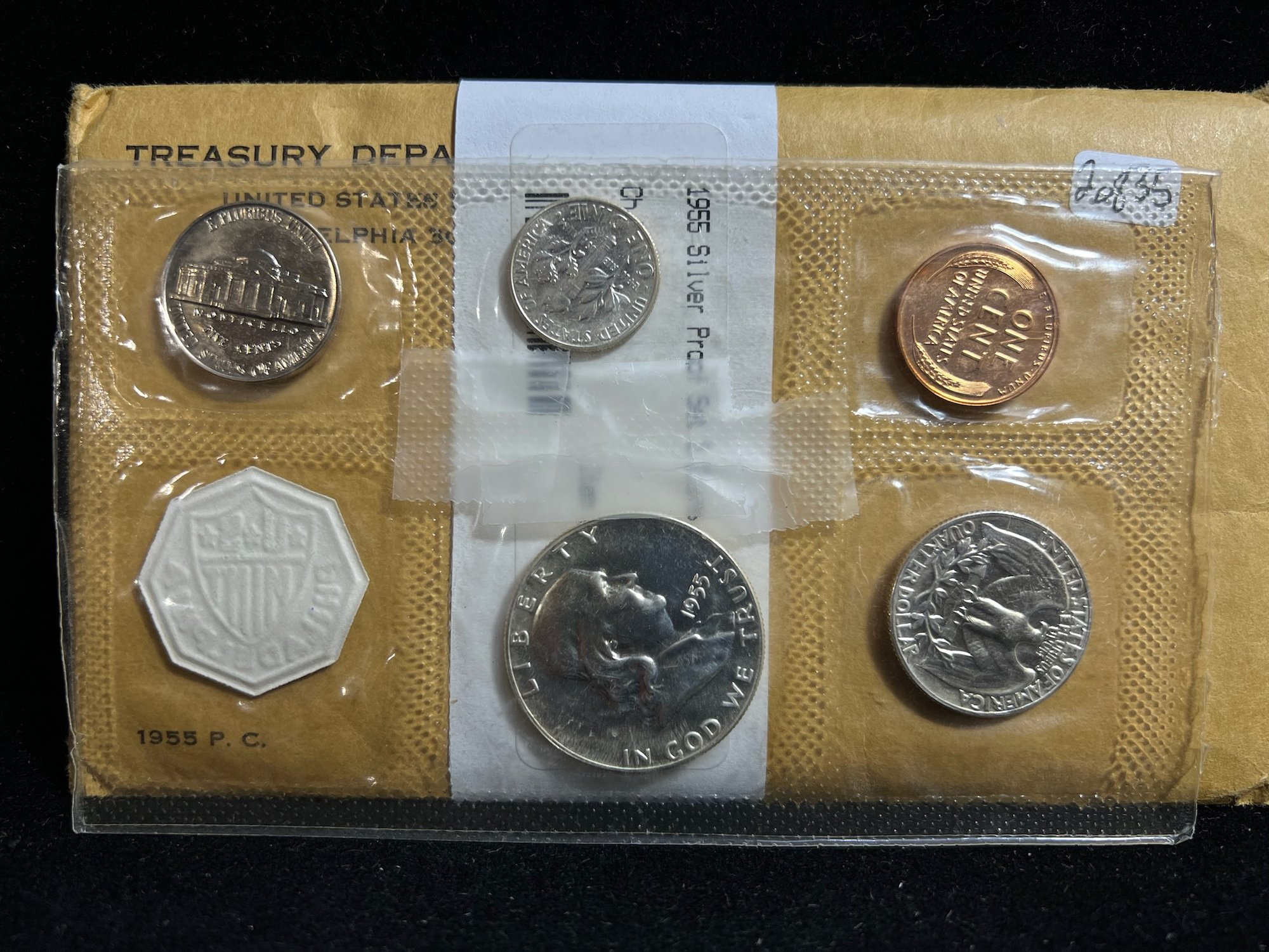 1955 United States Mint 5 Coin Silver Proof Set #20853 | Auctionninja.com