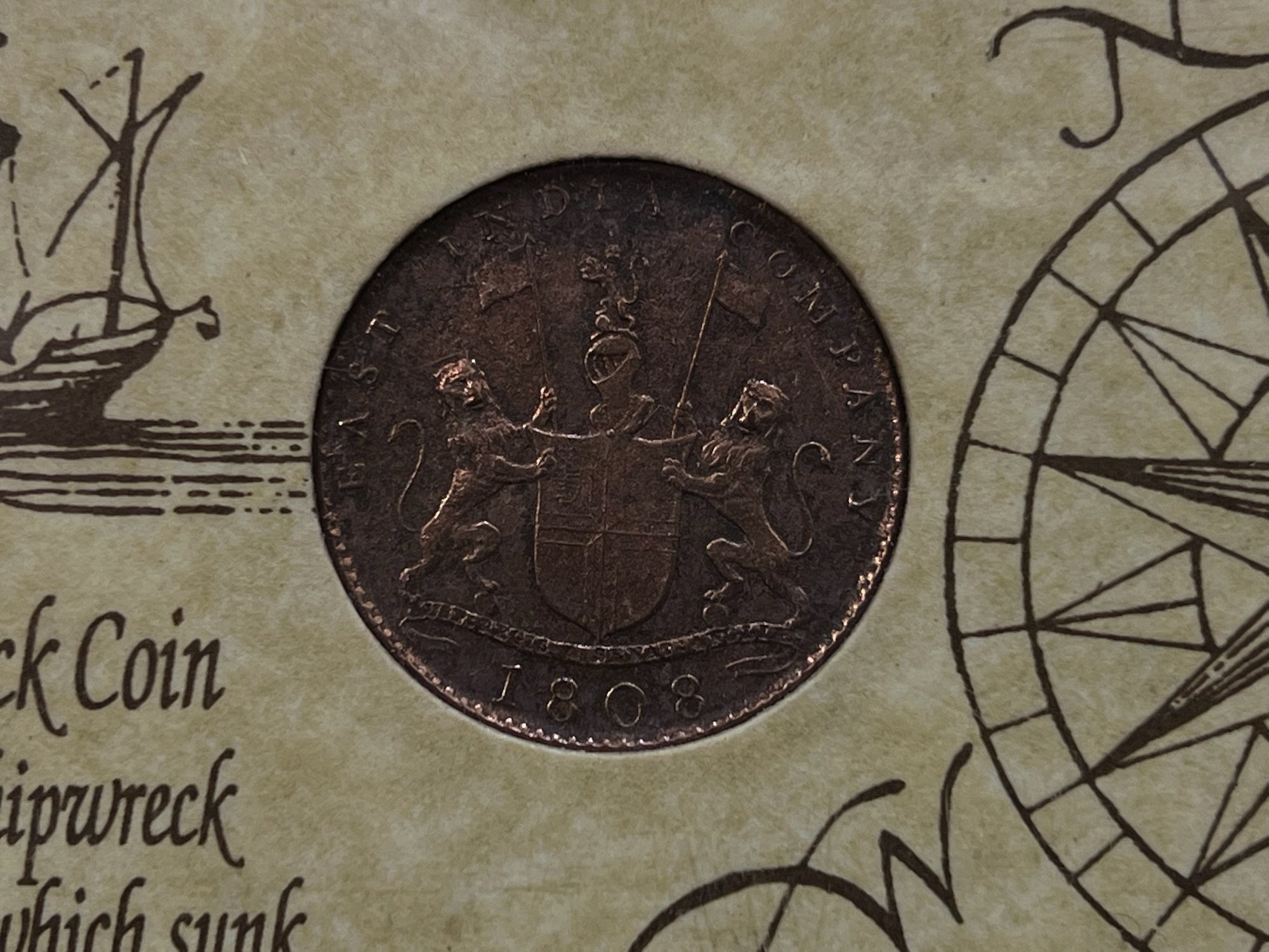 1808 Admiral Gardner Ship Wreck Coin With Info Card #20403 ...