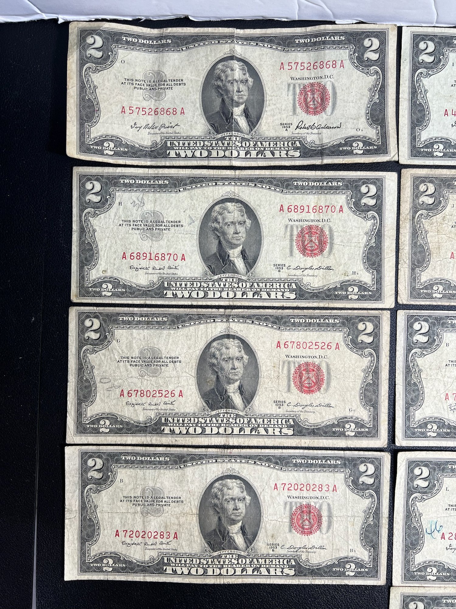 $26 Face Value Lot Of $2 Red Seal Notes - Mixed Conditions Mixed Years ...