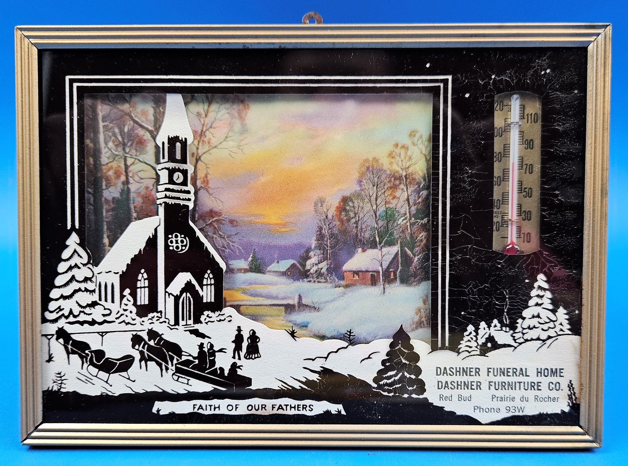 Vintage DASHNER FUNERAL HOME & FURNITURE CO. Advertising Thermometer ...