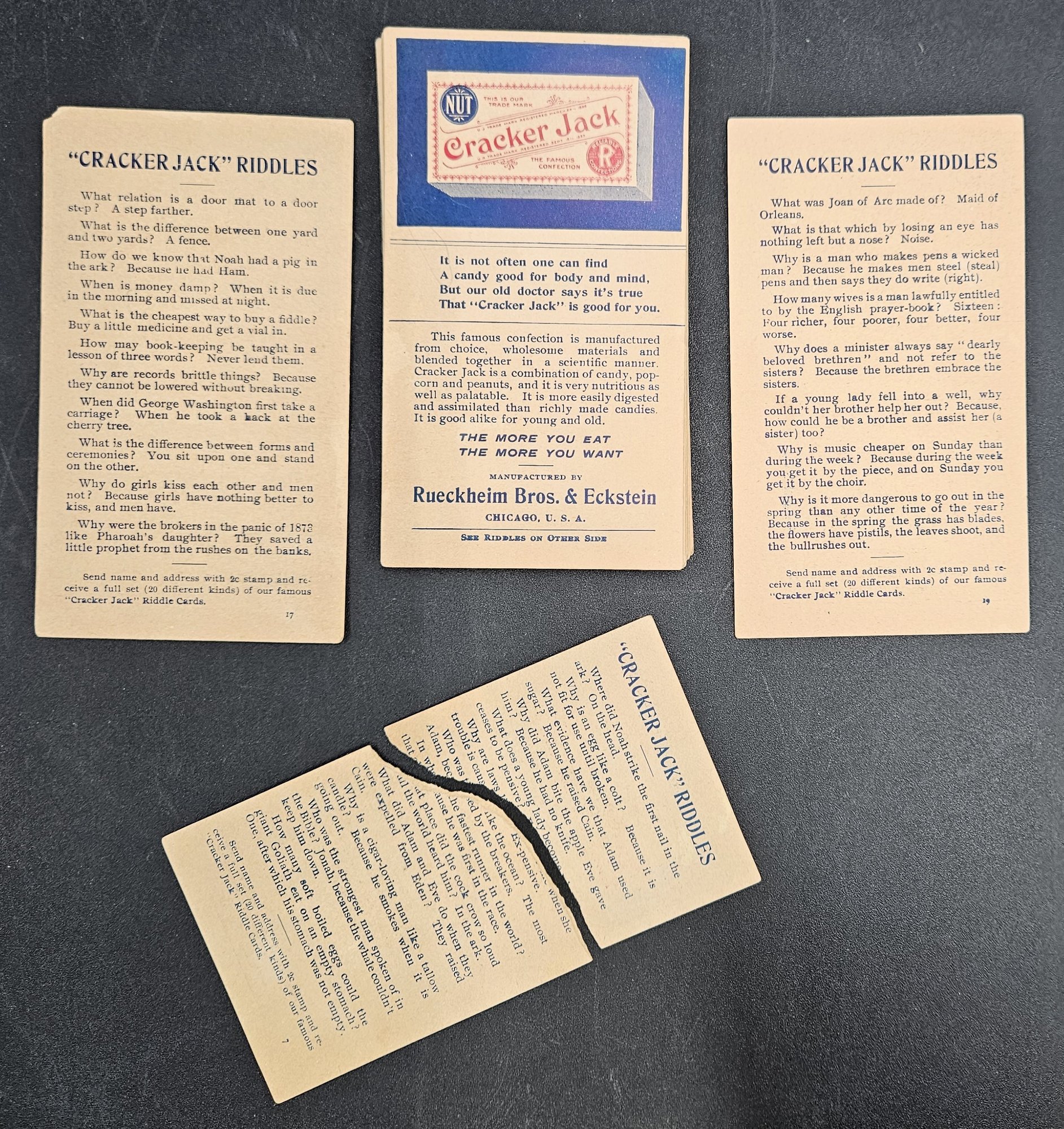 Vintage CRACKER JACK Riddle Cards - (A) #19015 | Auctionninja.com
