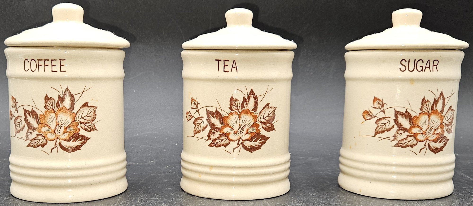 Wild Rose Ceramic Coffee, Tea, & Sugar Mini Cannister Set - (K2) #40899 ...