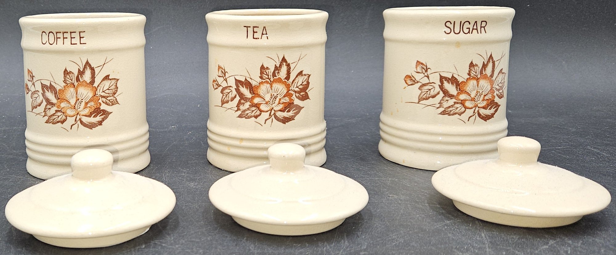 Wild Rose Ceramic Coffee, Tea, & Sugar Mini Cannister Set - (K2) #40899 ...