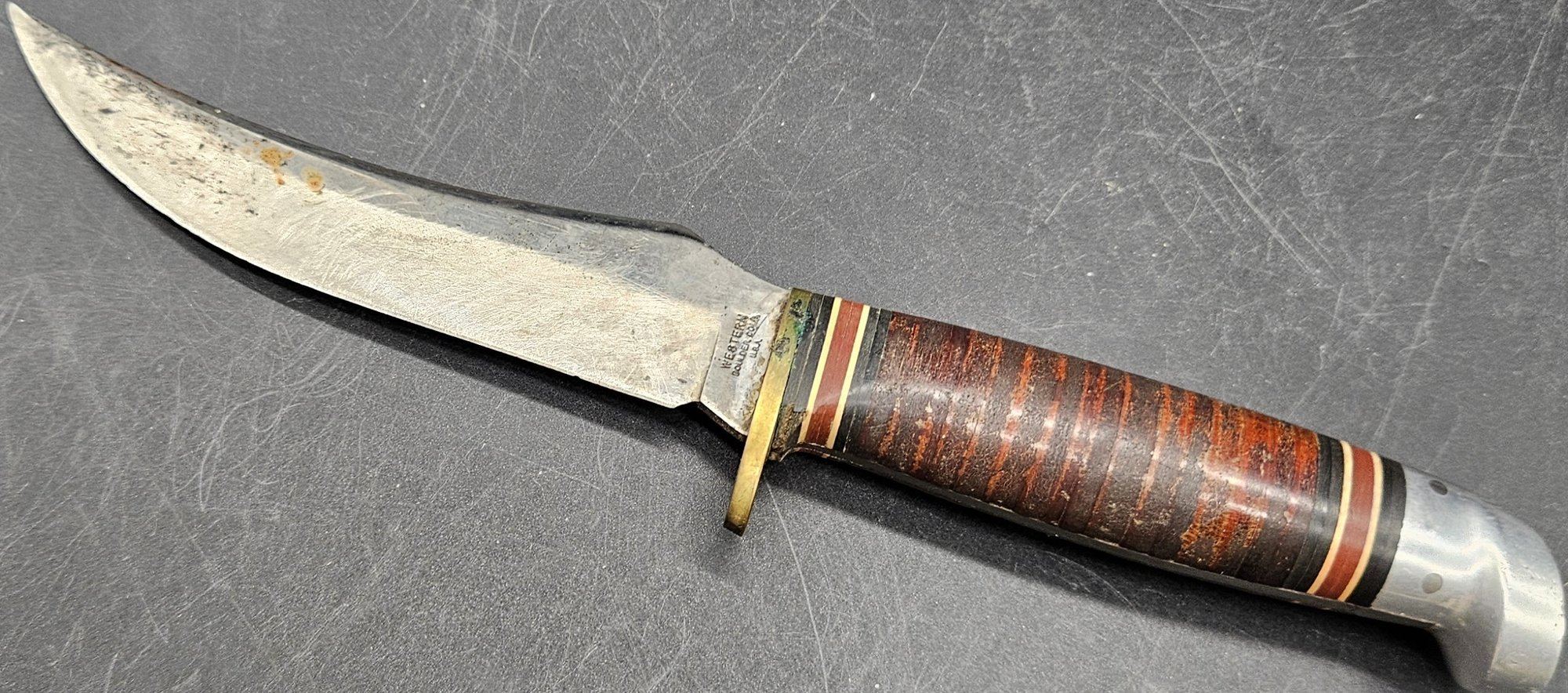 Vintage Western Boulder Colorado Knife In Leather Sheath #48923 ...