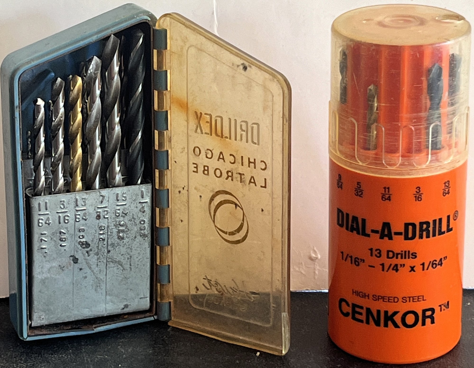 Cenkor Dial A Drill & Drill Dex Metal Case Sets With Contents - (G ...