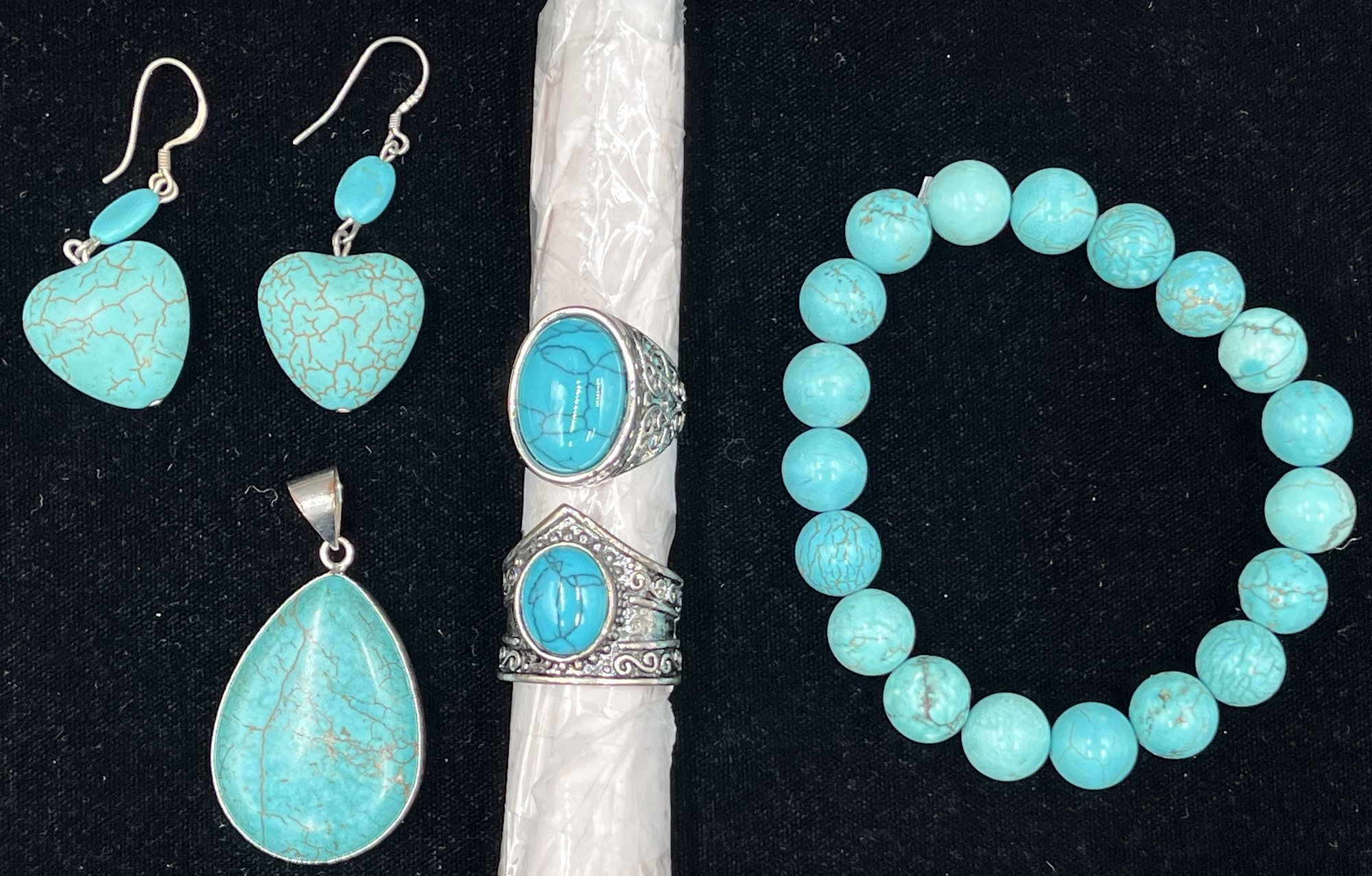 Pretty Blue Stone Bundle With Sterling Silver Rings #47 #35723 ...