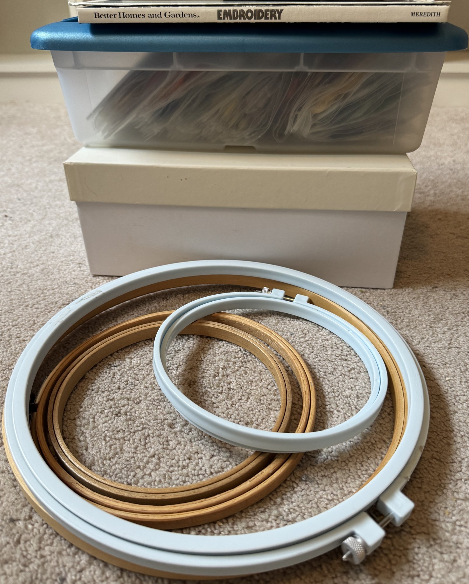 Large Embroidery Bundle With Vast Array Of Floss, Several Hoops ...