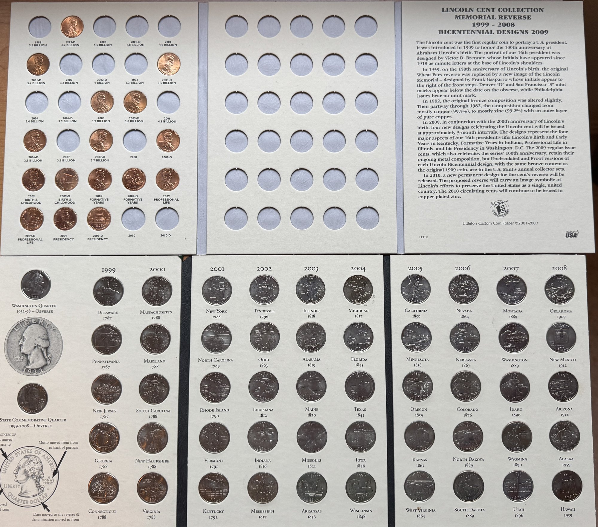 Coin Books For Pennies & Fifty State Commemorative Quarters - (BO ...