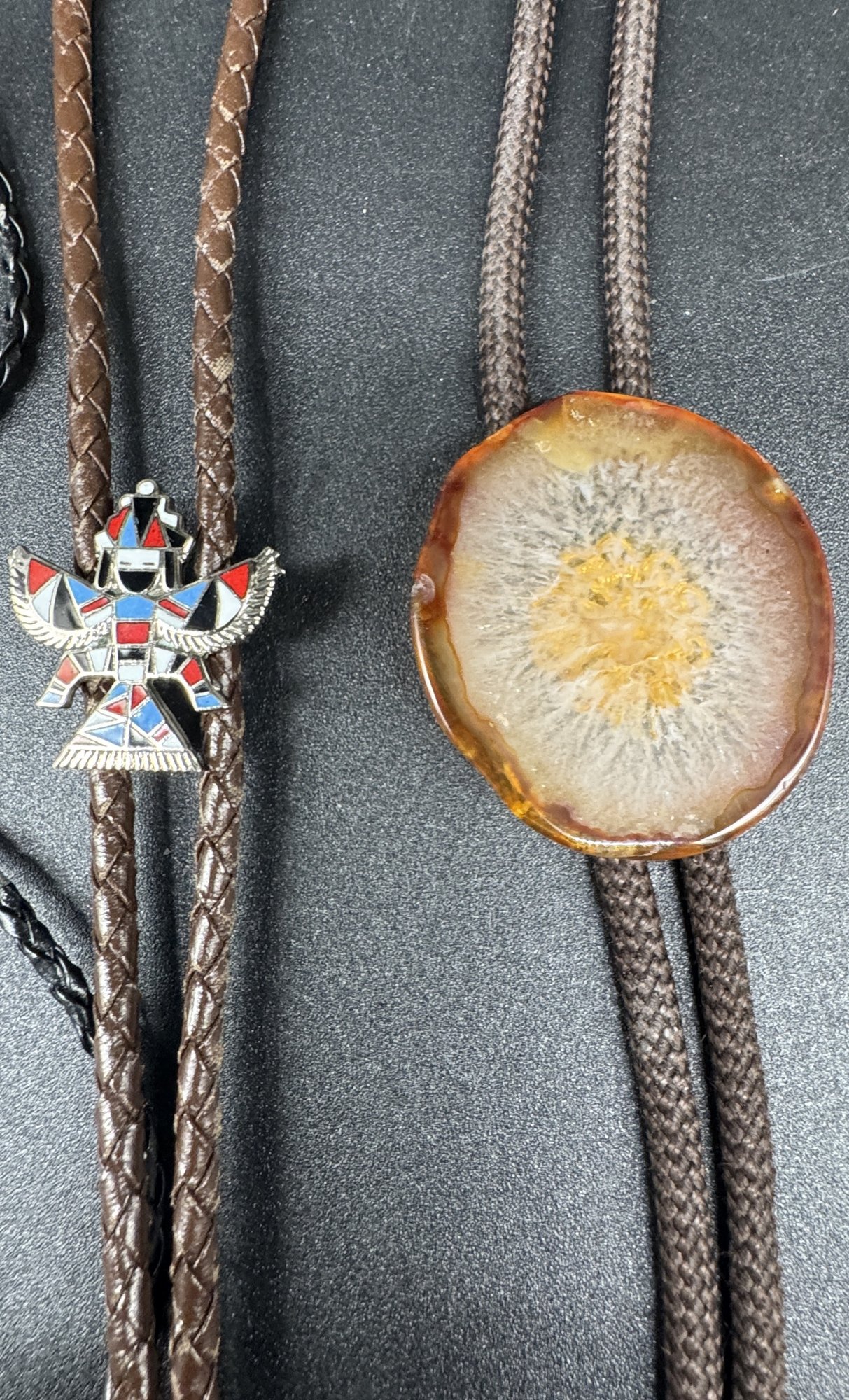 2 Bolo Ties With Leather Cord Necklaces #17 #47652 | Auctionninja.com