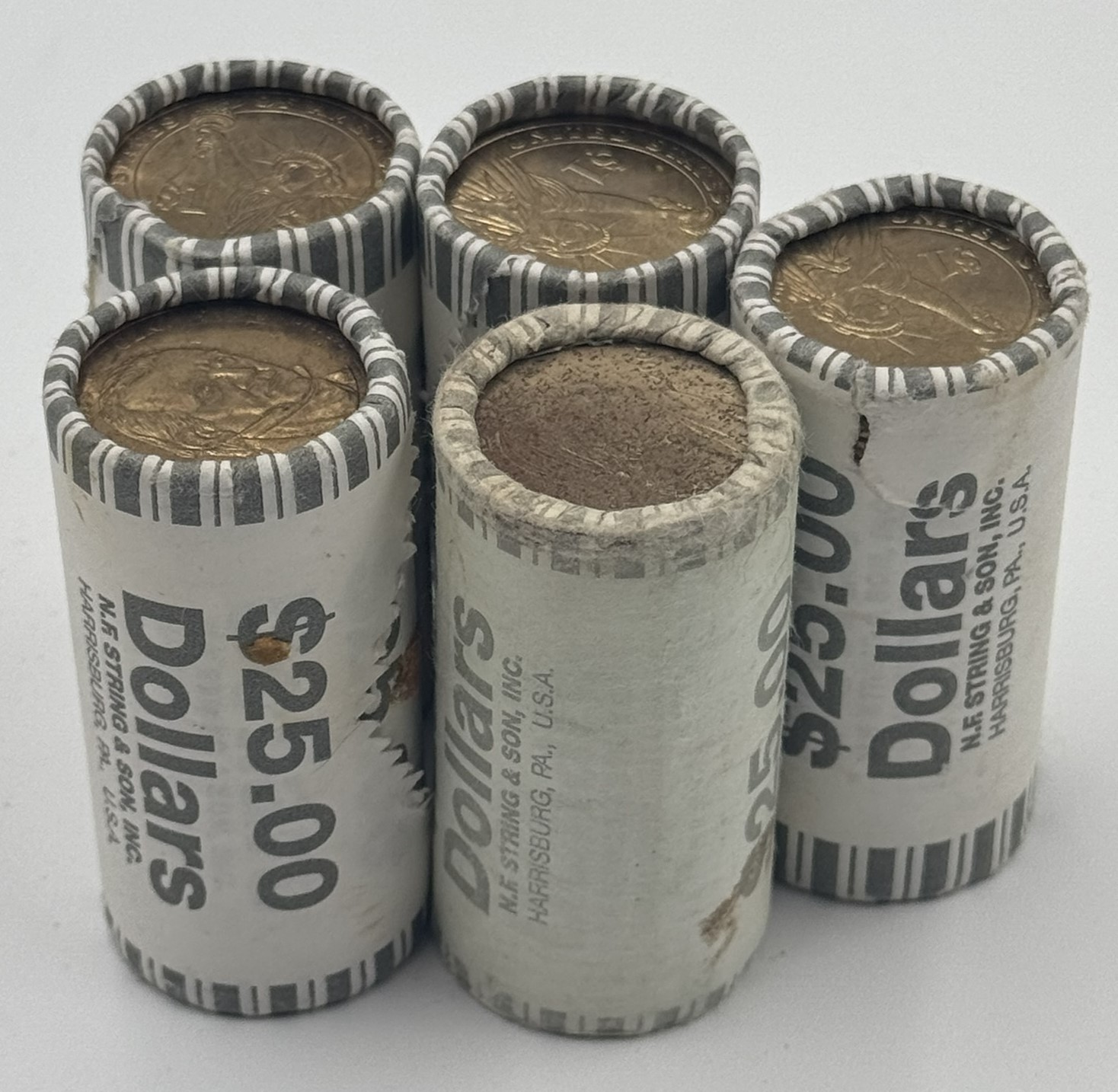 Lot Of 5 - $25 Rolls Of Mixed $1 US Coins #39158 | Auctionninja.com