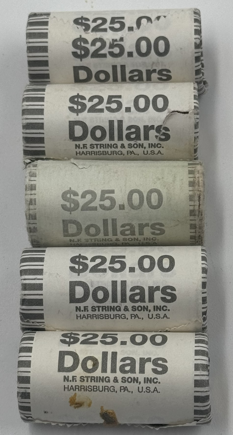Lot Of 5 - $25 Rolls Of Mixed $1 US Coins #39158 | Auctionninja.com