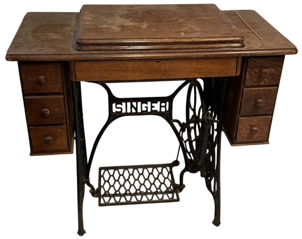 Vintage Singer Wood Sewing Machine Unit - (B) #41185 | Auctionninja.com