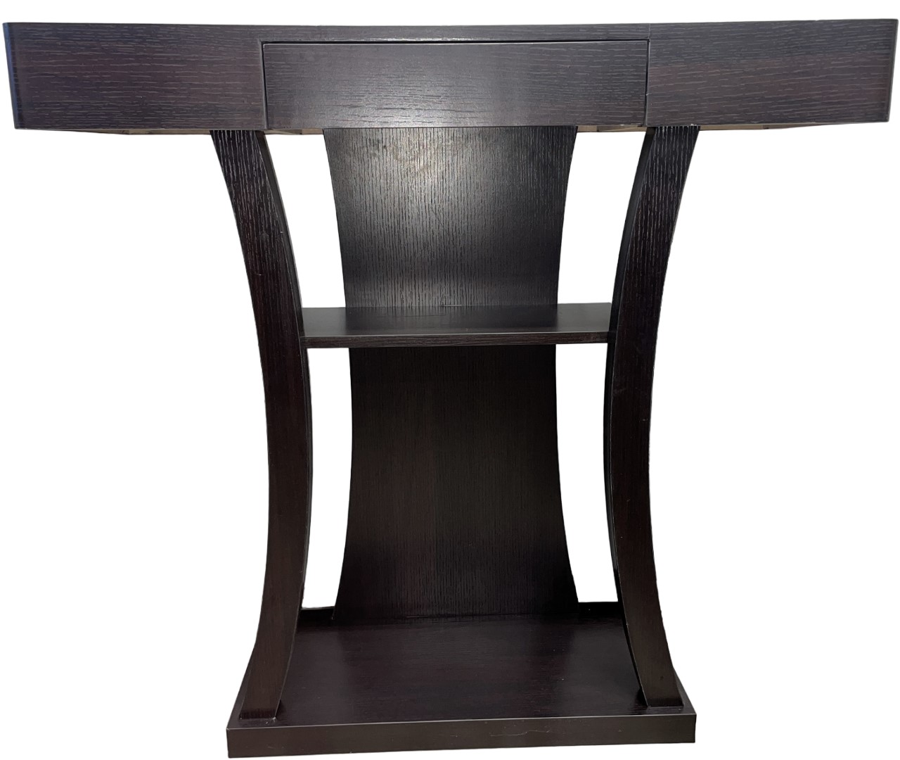 Vintage Dark Wood Tall Table/Shelf With Drawer #35594 | Auctionninja.com