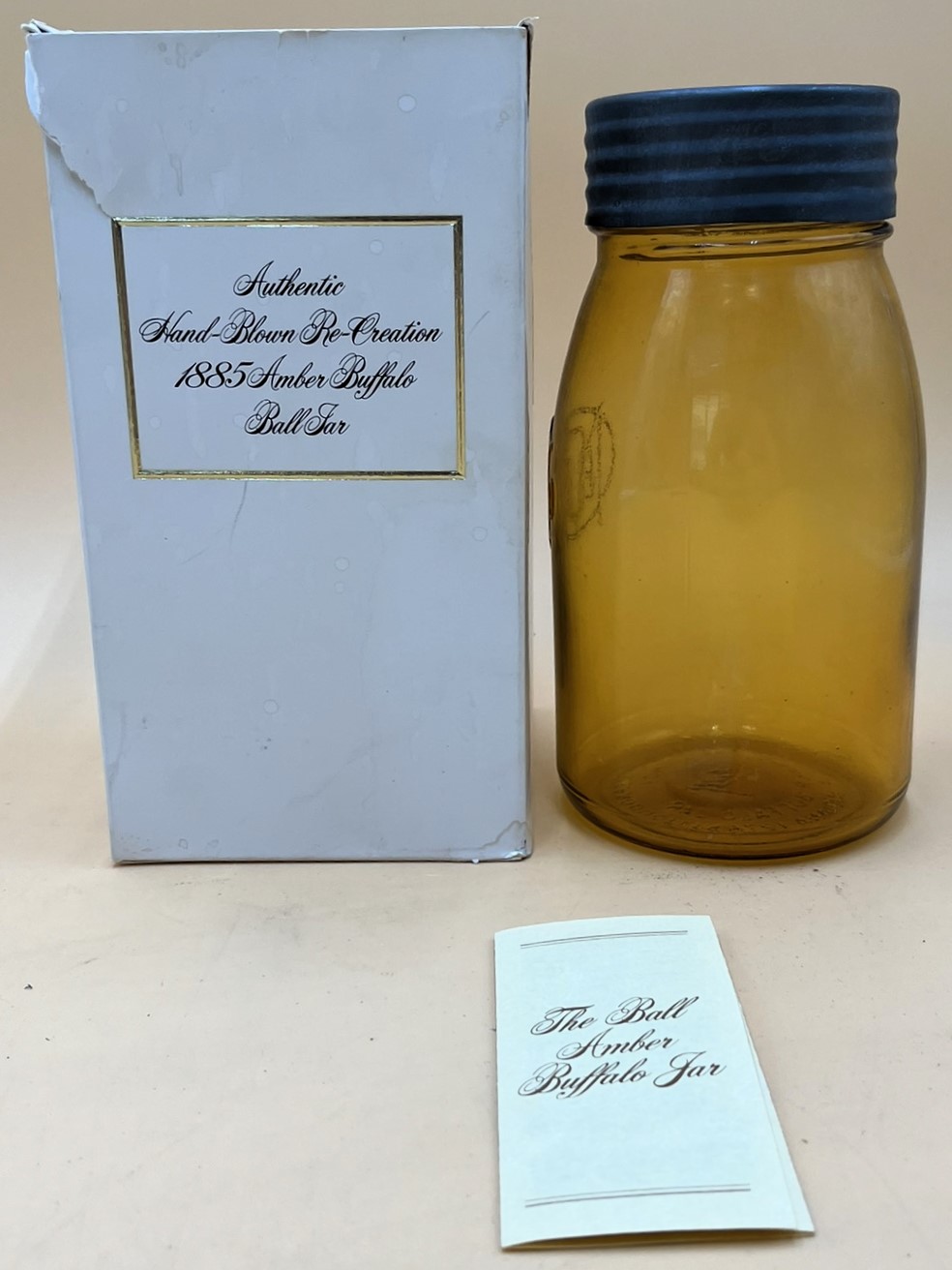 Authentic Hand Blown-Re Creation 1885 Amber Buffalo Ball Jar - (O ...