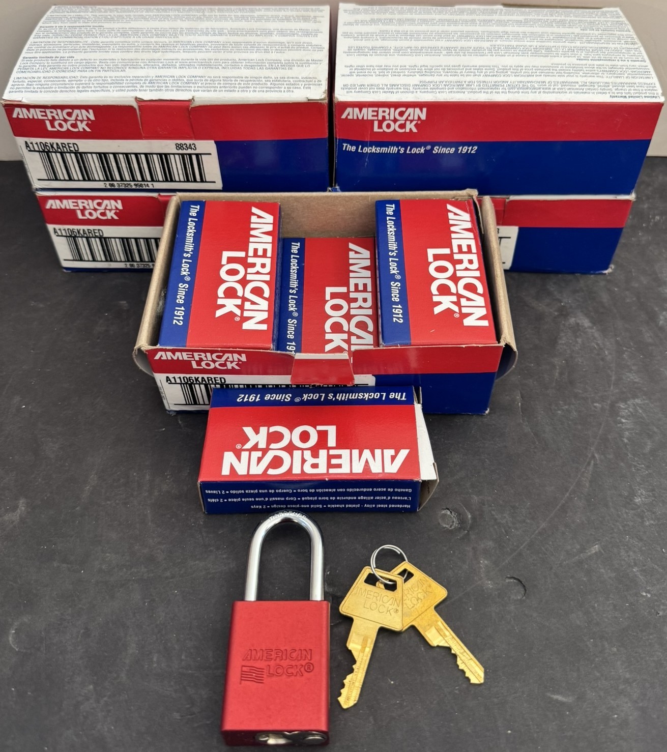Lot Of 5 - 6 Pack Of American Lock Padlock With 2 Keys - (B36)(BL ...