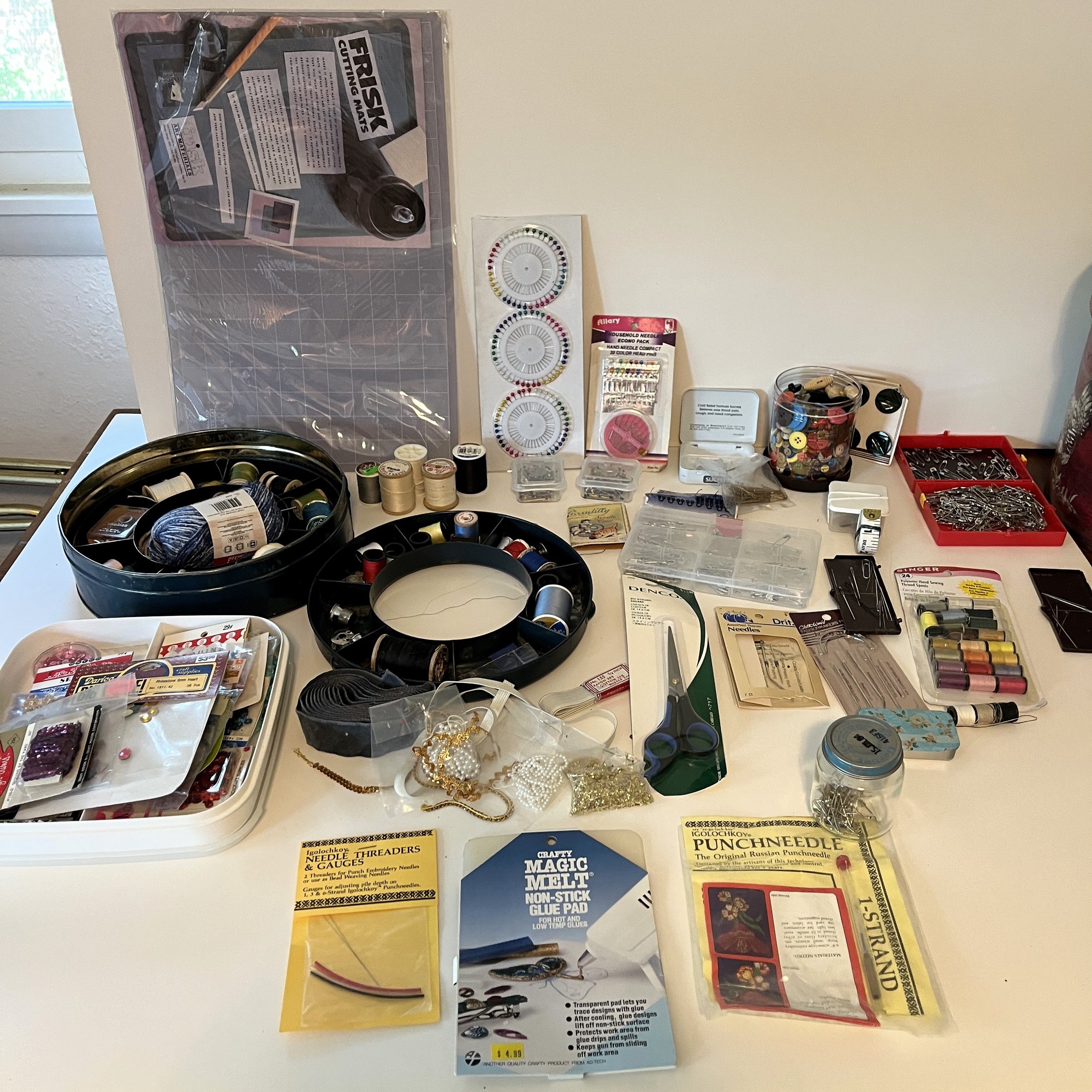 Great Sewing Bundle New Frisk Cutting Mat, Lots Of Sequins, Needles ...