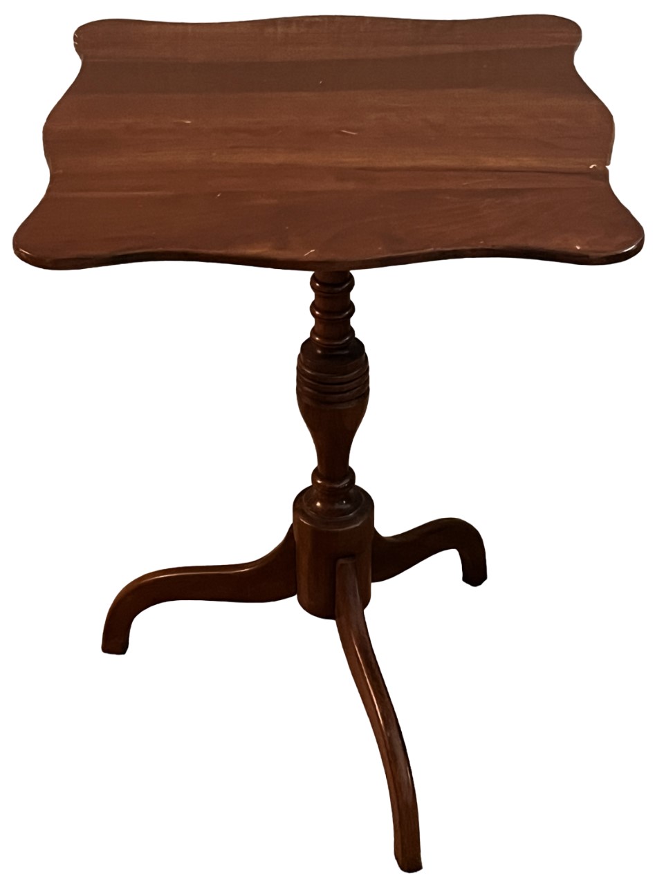 Antique Wood Tilt Top Tri Leg Side Table - (D) #30375 | Auctionninja.com