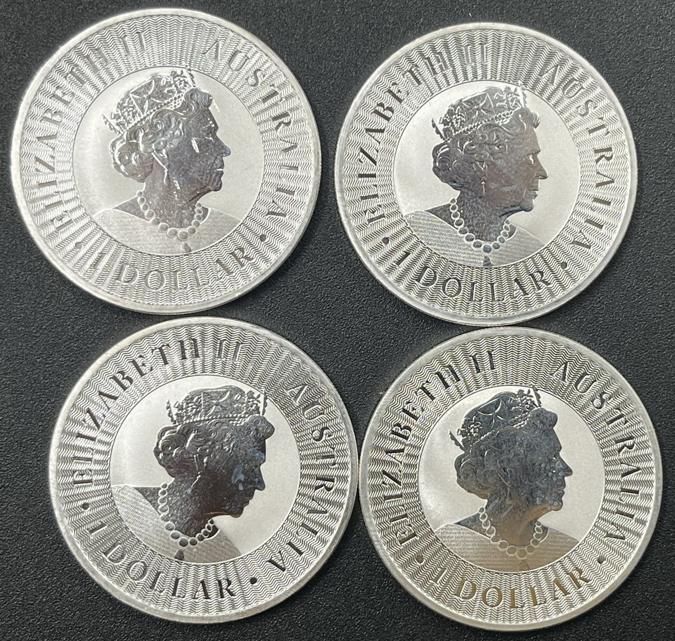 Lot Of 4 - 2022 Australian Kangaroo / Elizabeth II 1oz .999 Fine Silver Coins (1 Of 3)SC#26 ...