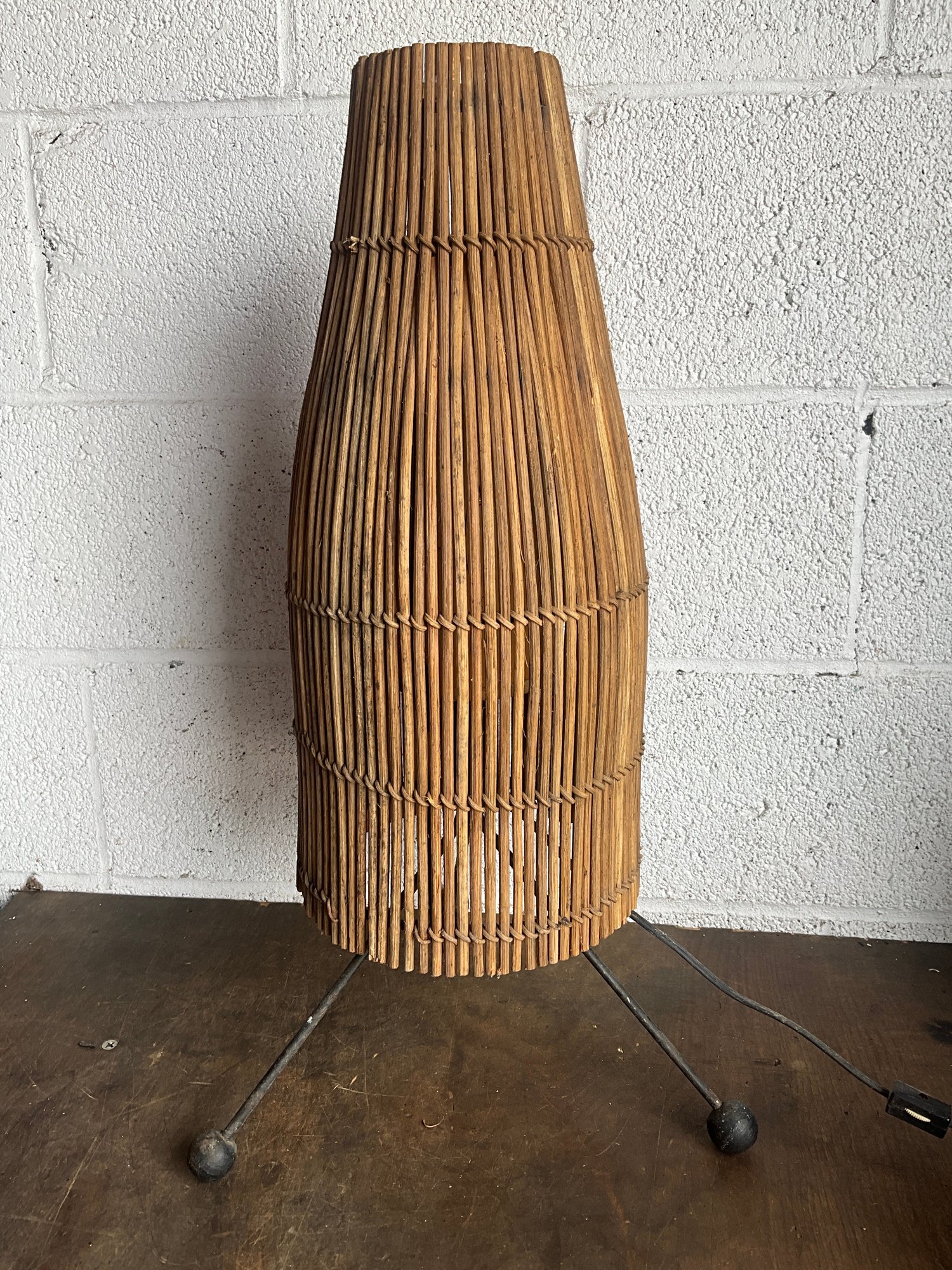 Style Of Tony Paul Rattan Fish Trap Lamp With Ball Feet Ca 1960s #35769 ...