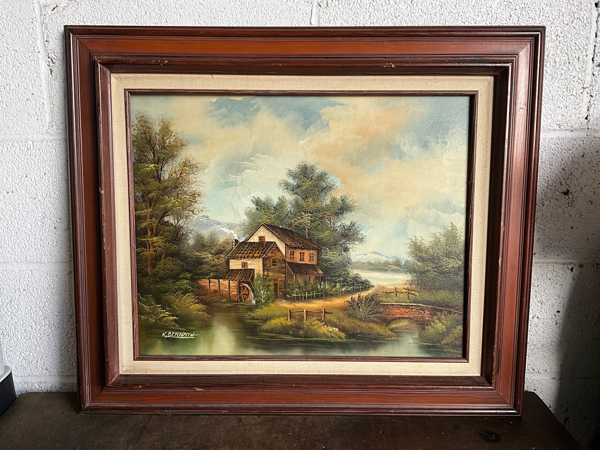 Mid-Century K. Bernard Painting On Canvas #37634 | Auctionninja.com