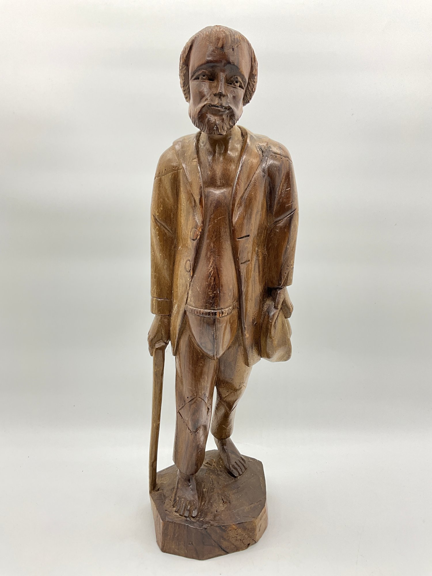 Hand Crafted Old Man Wood Statue #11785 | Auctionninja.com