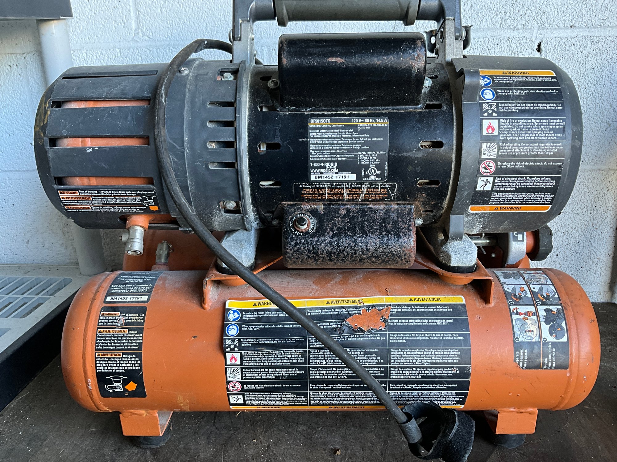 Ridgid Tri-stack Air Compressor - Model No. OF50150TS #33656 ...