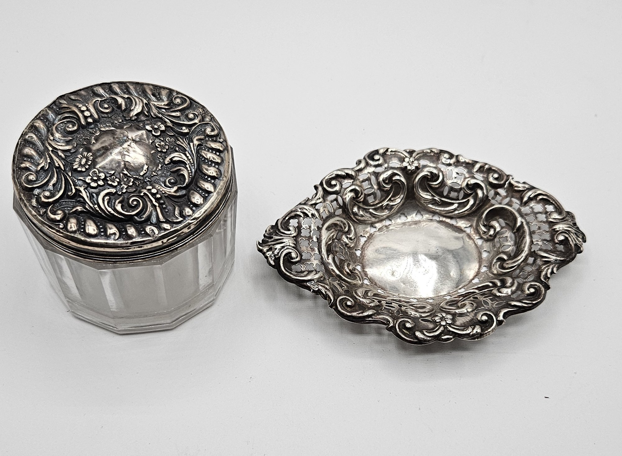 Sterling Silver Nut Dish & Dresser Jar - 31 Grams Silver #2128 ...