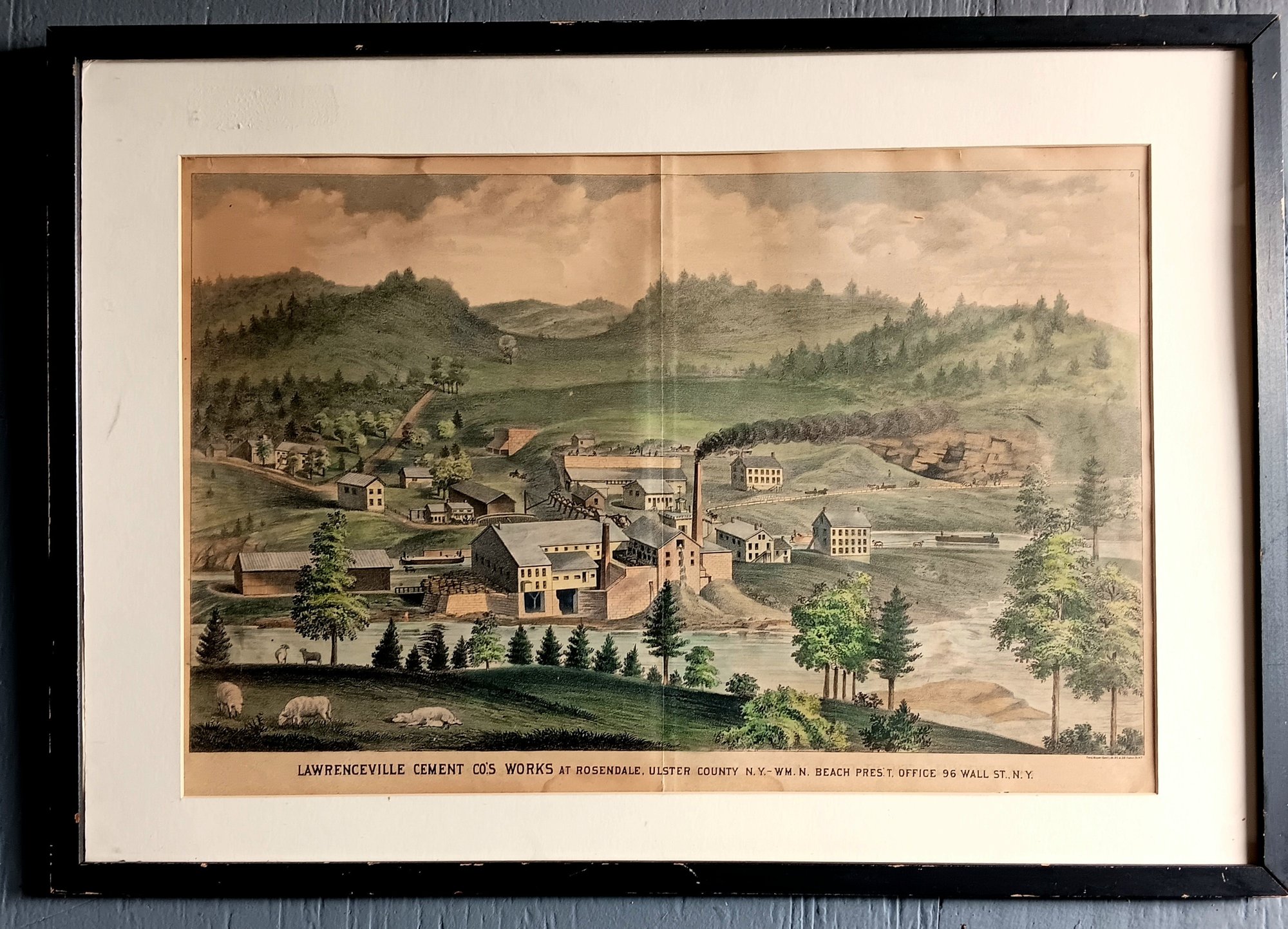 1875 Industrial / Commercial Lithograph, Lawrence Cement Works ...