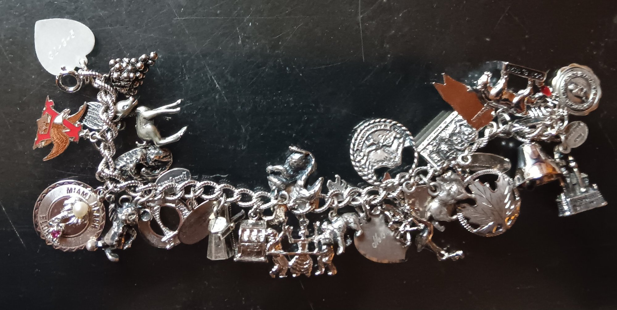 Charm Bracelet With 25 Sterling Silver Charms: Christmas, Mother ...