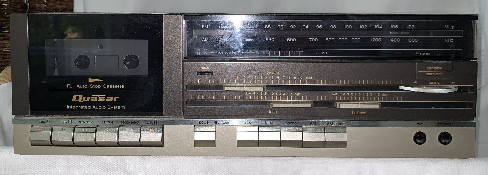 Vintage Quasar CS 7030 Integrated Audio System Phono Cassette AM FM ...