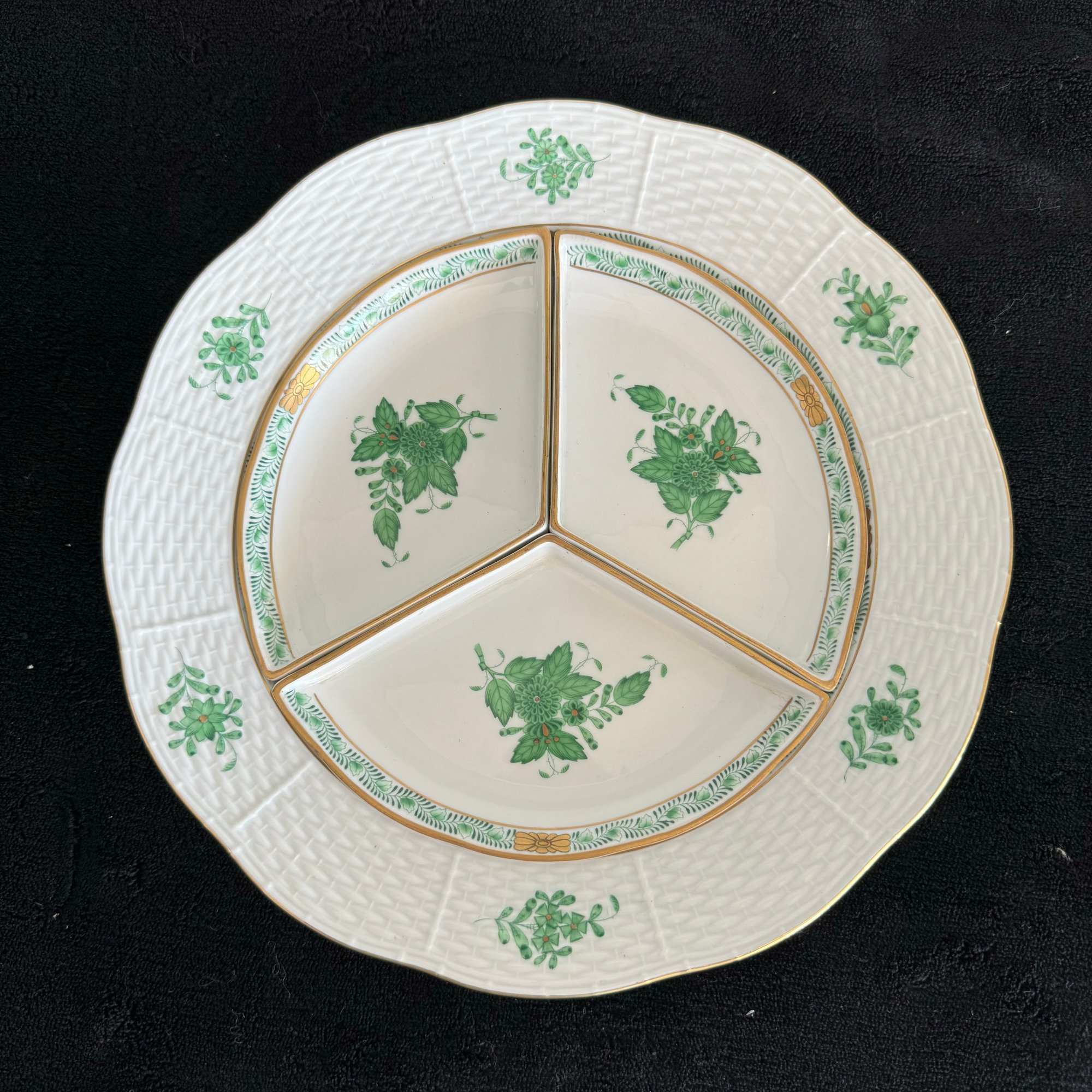 Beautiful Herend 4 Piece Apponyi Green Hors Doeuvres Set - 443 AV RARE ...