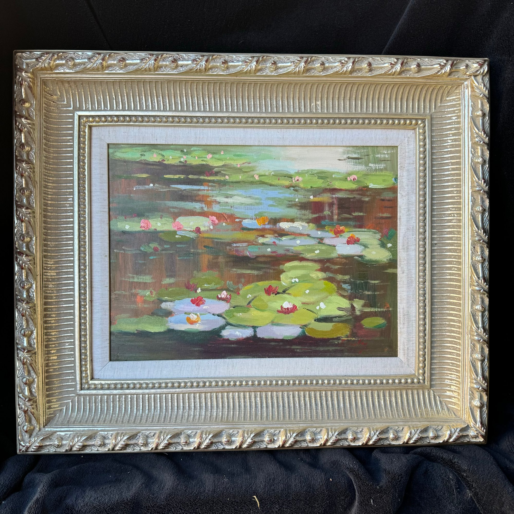 Painting With Gorgeous Frame Monet Style Signed #3002 | Auctionninja.com
