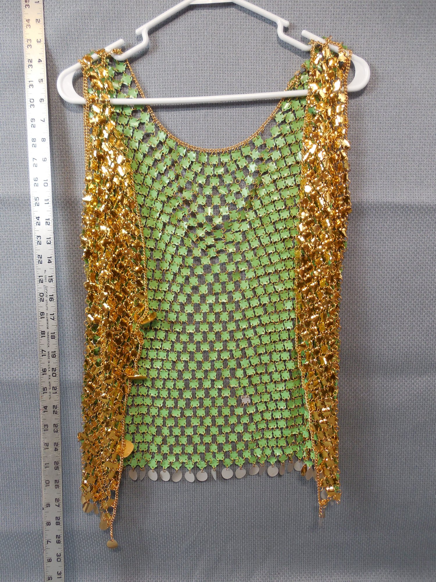 Circa 1960s Metallic Gold & Turquoise Green Plasticized Aluminum Chain ...