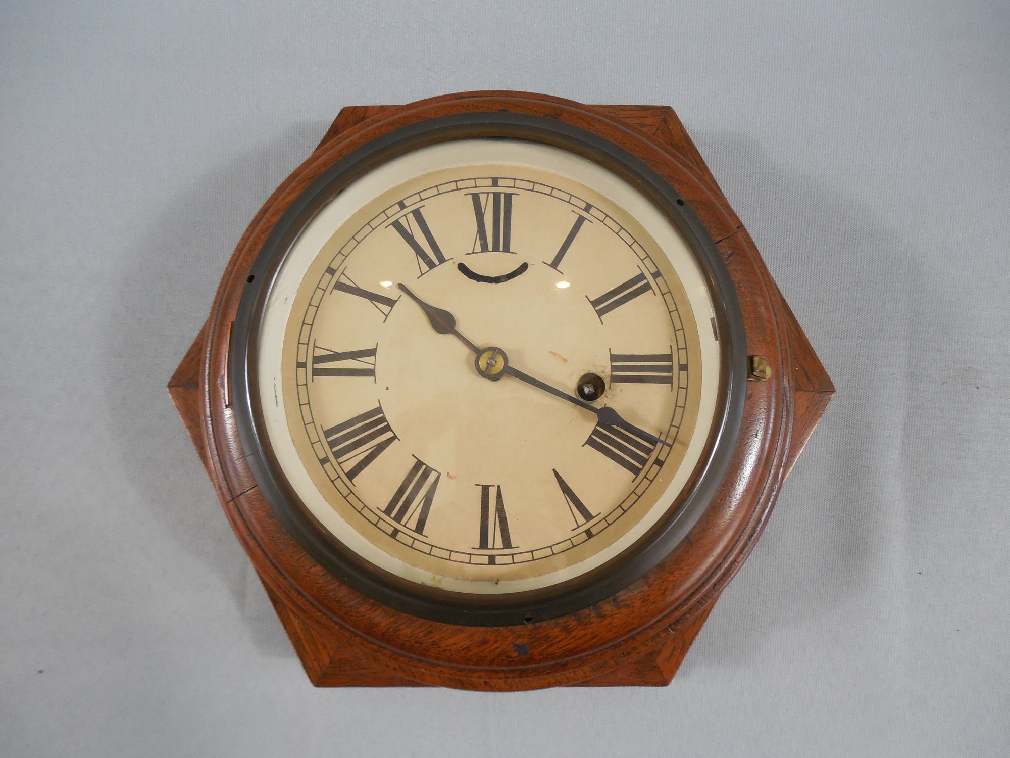Small Mahogany Key Wound Wall Clock #4714 | Auctionninja.com