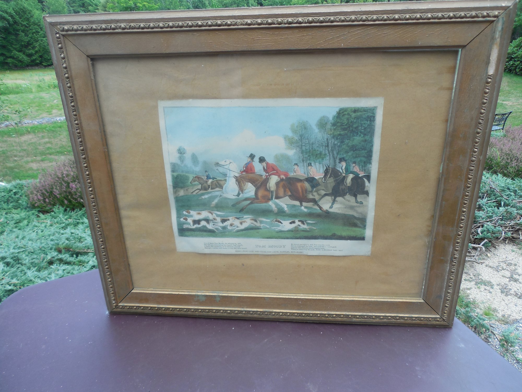 Antique Hand Colored Fox Hunt Print - And Hidden Chromolithograph Too ...