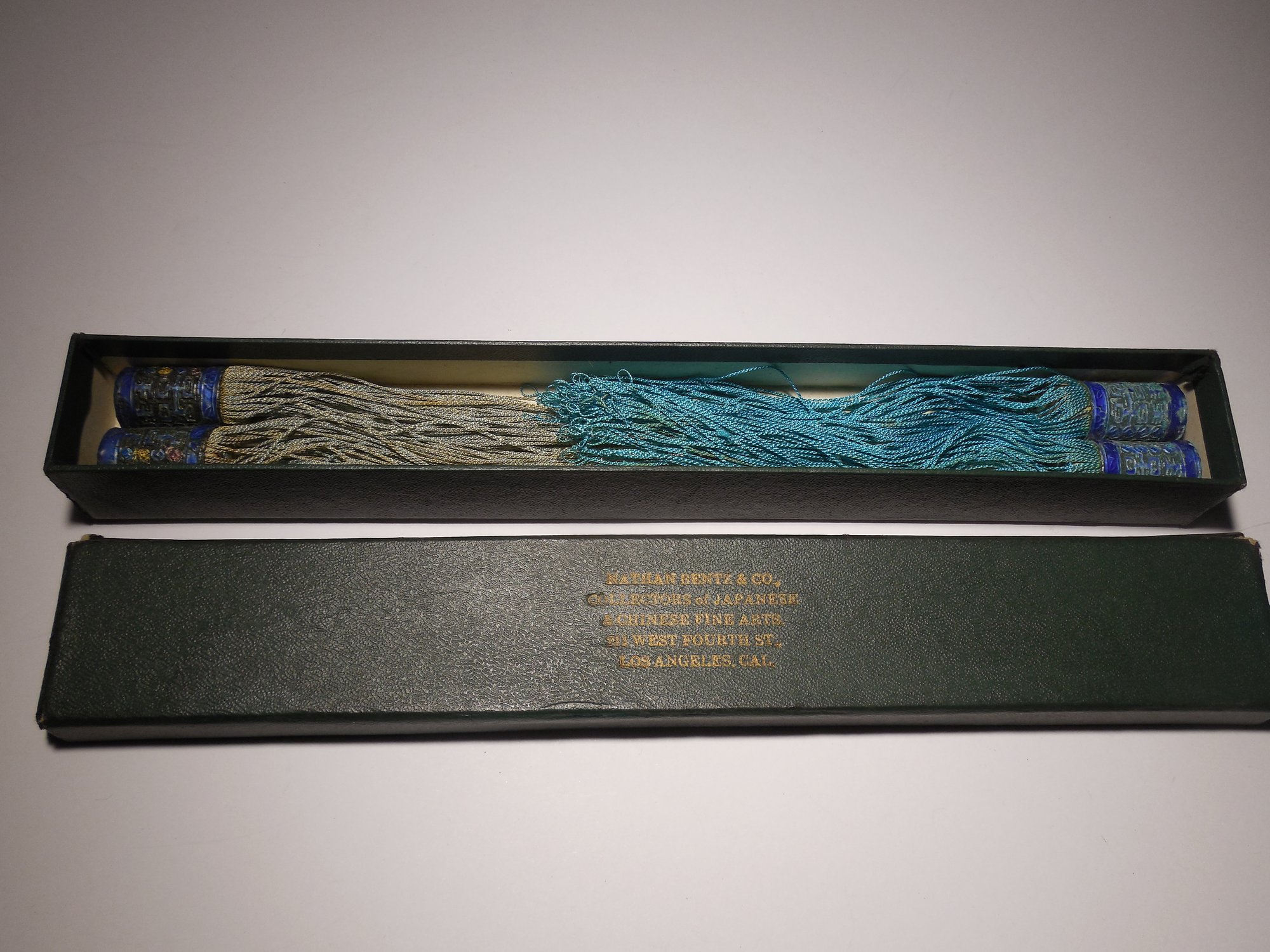 Antique C1900 Chinese Silk Tassels Box Labeled Nathan Bentz & Co ...