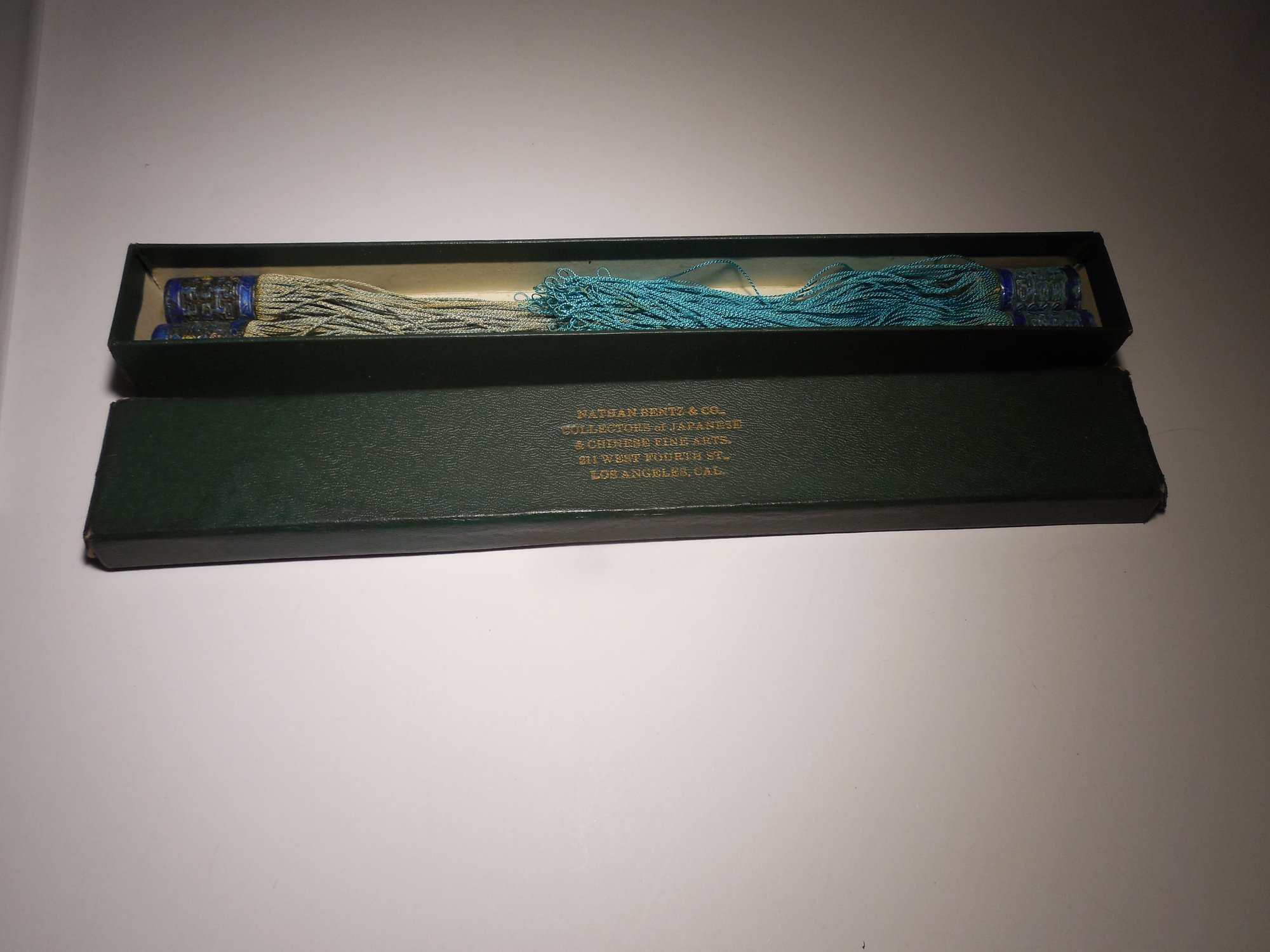 Antique C1900 Chinese Silk Tassels Box Labeled Nathan Bentz & Co ...