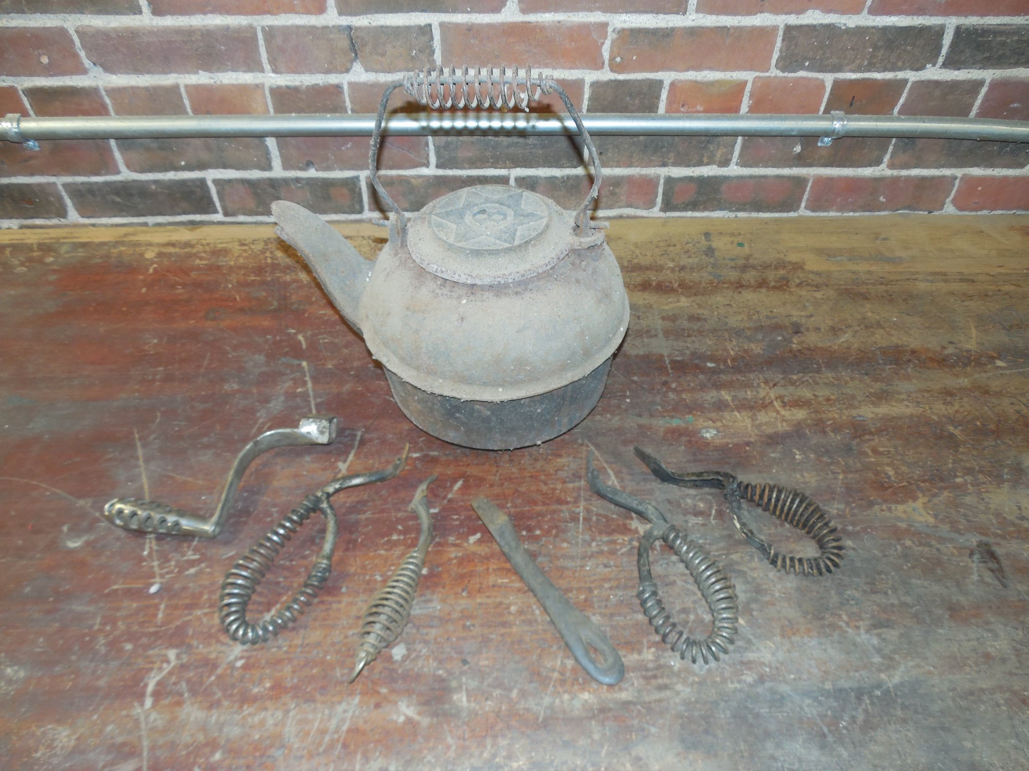 Cast Iron Tea Kettle & Wood Stove Grate Lifter Handles #4422 ...