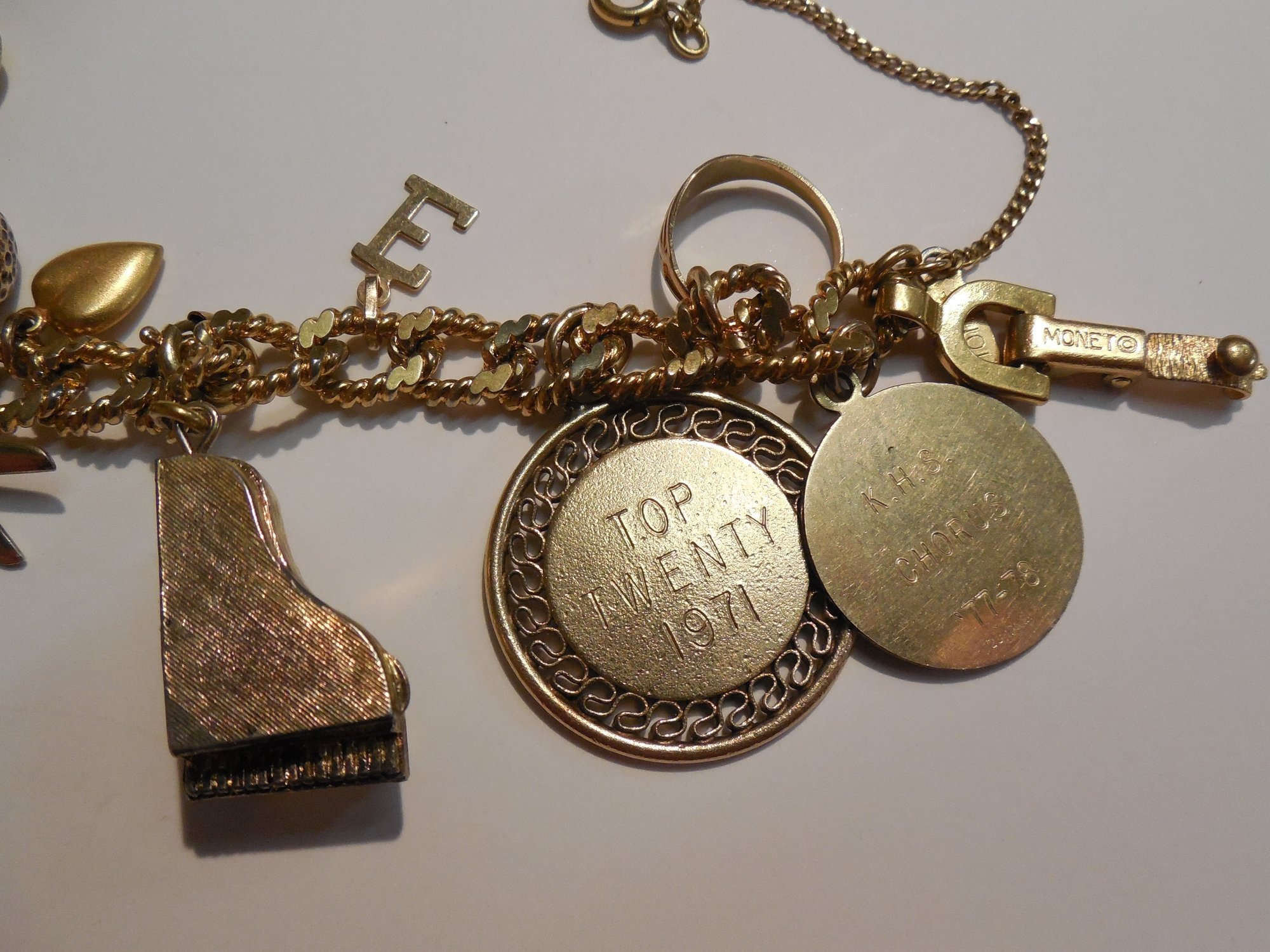 Vintage Monet Charm Bracelet With 14k, 10k Gold And Sterling Silver ...