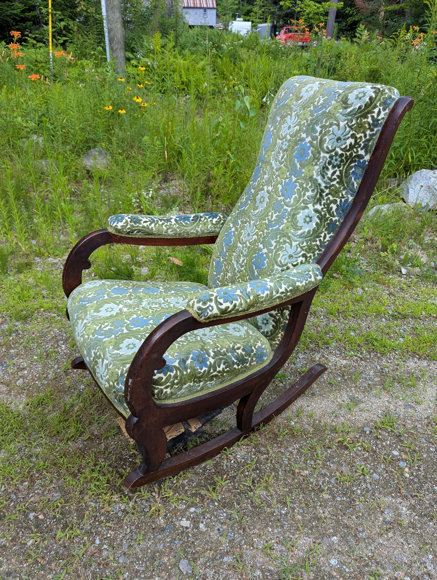 Antique/ Vintage Funky Upholstered Rocking Chair #6911 | Auctionninja.com