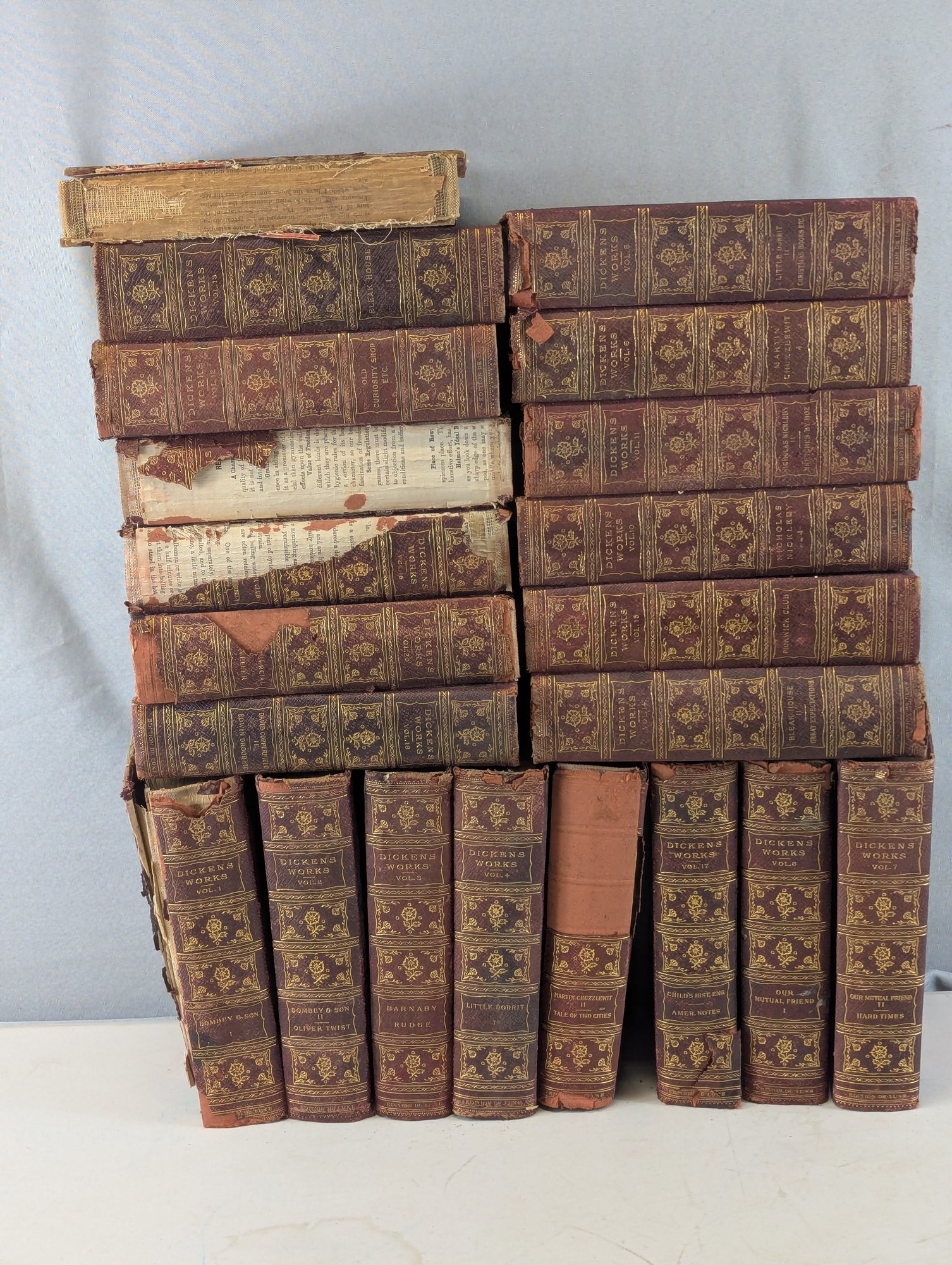 Charles Dickens Limited Edition Set Of Antique Victorian Leather Bound ...