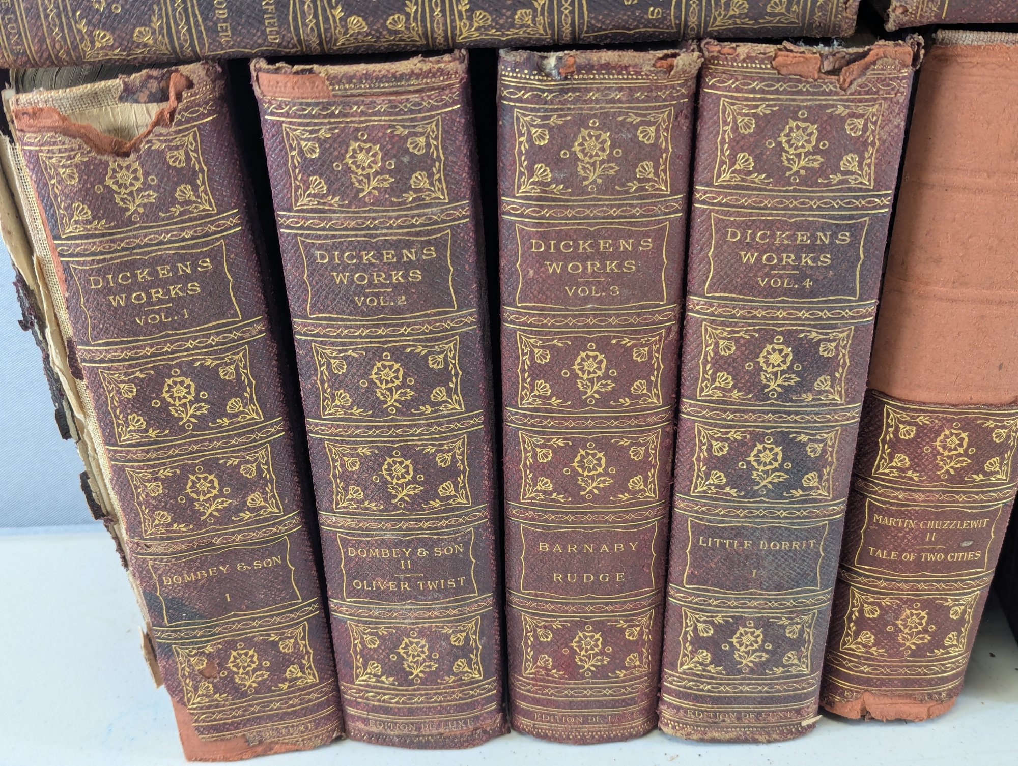 Charles Dickens Limited Edition Set Of Antique Victorian Leather Bound ...