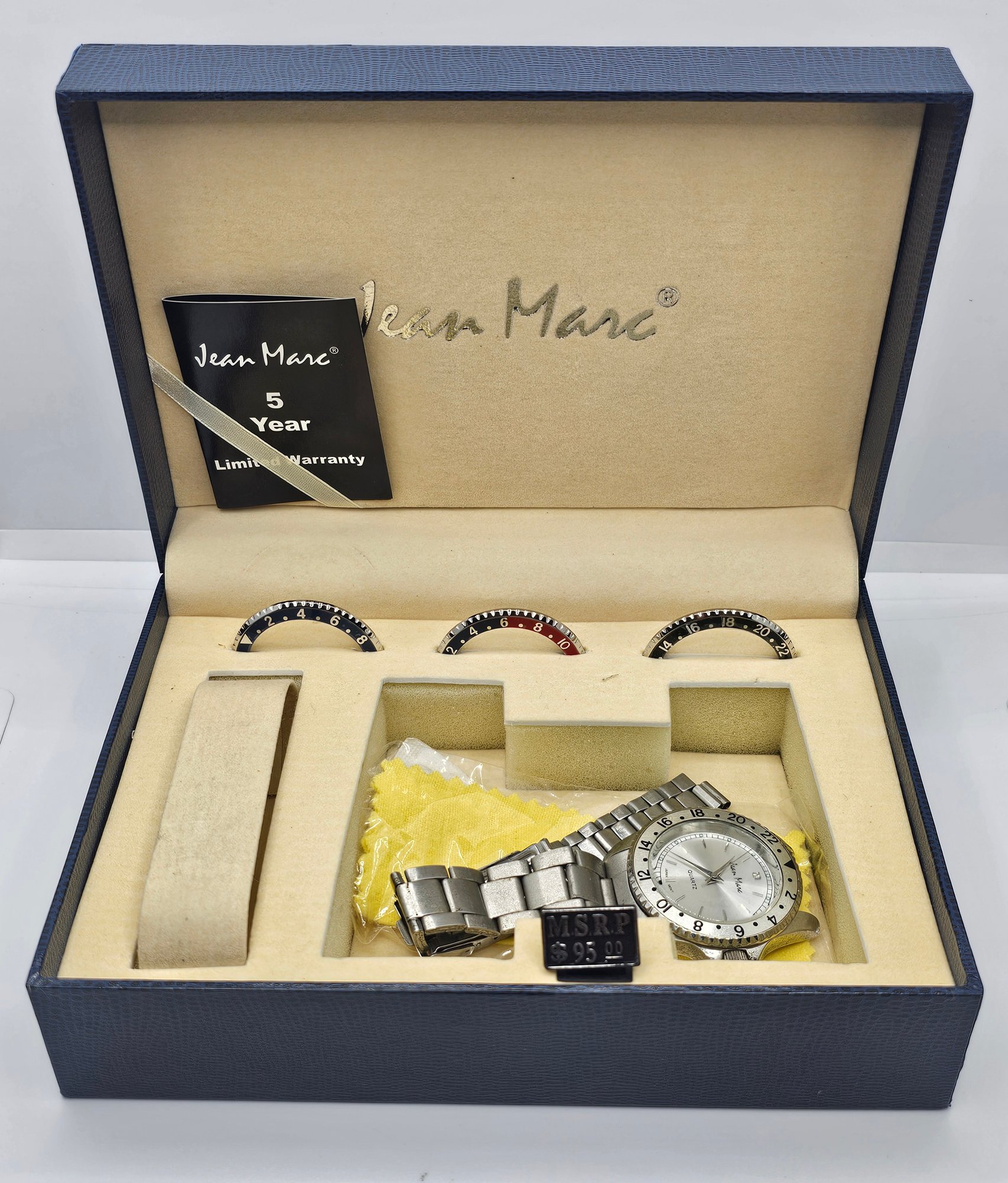 Vintage Jean Marc Boxed Men's Watch With Interchangable Faces #17765 ...