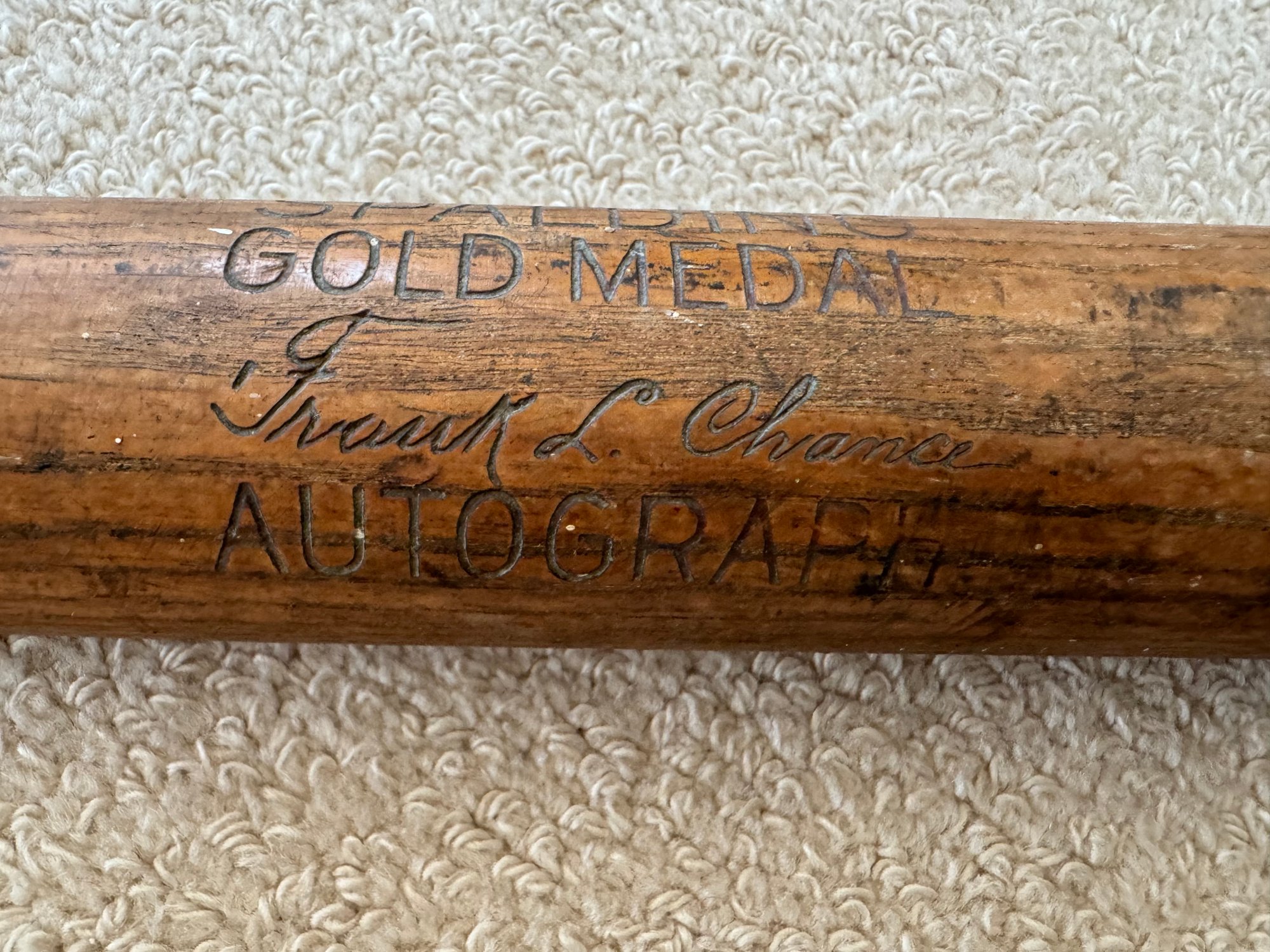 Antique Spaulding Gold Medal Autograph Frank Chance Model Bat #115804 ...