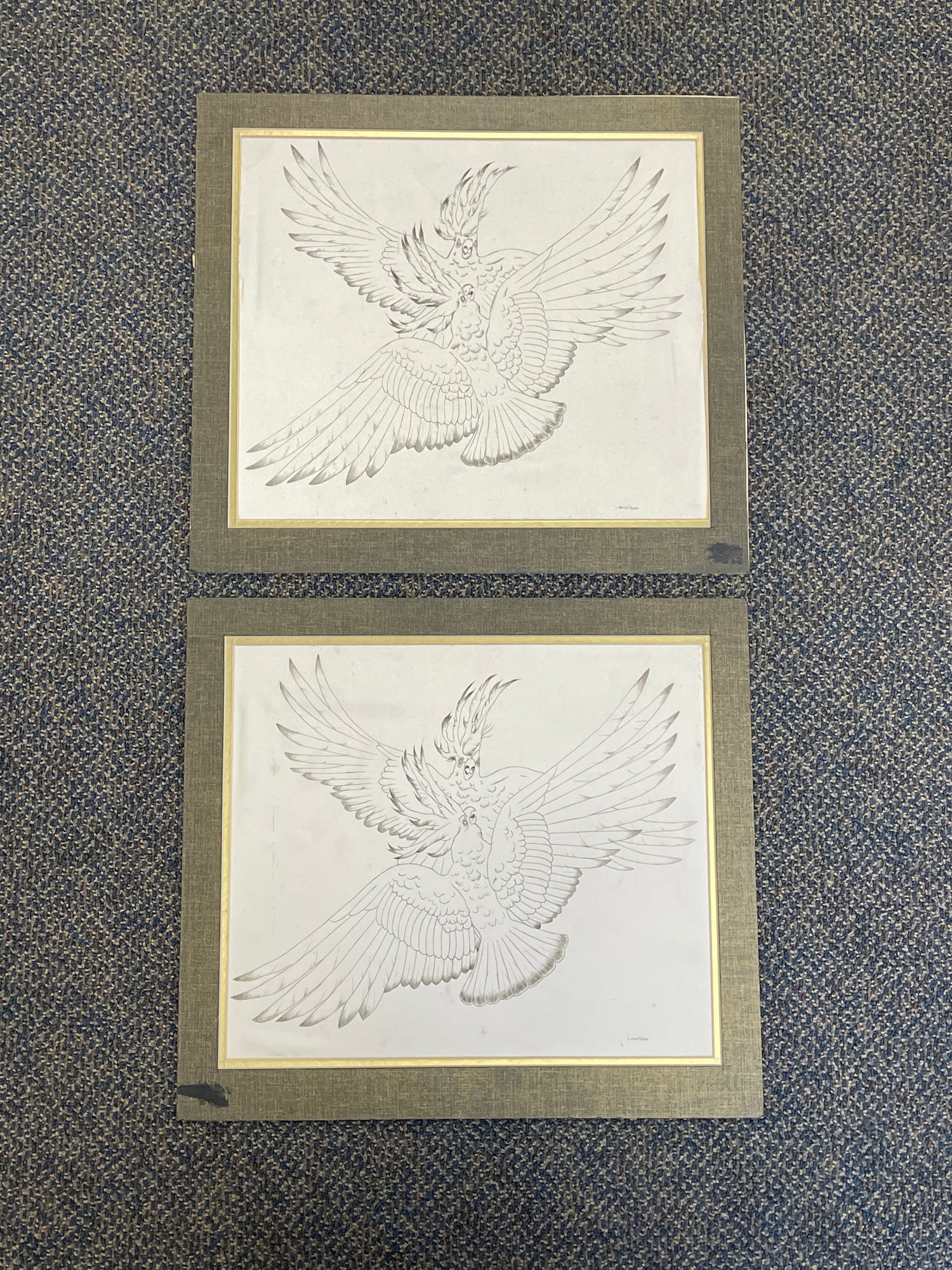 Pair Of Signed Bird Prints On Linen - Signed L.N. Wilbur #115283 ...