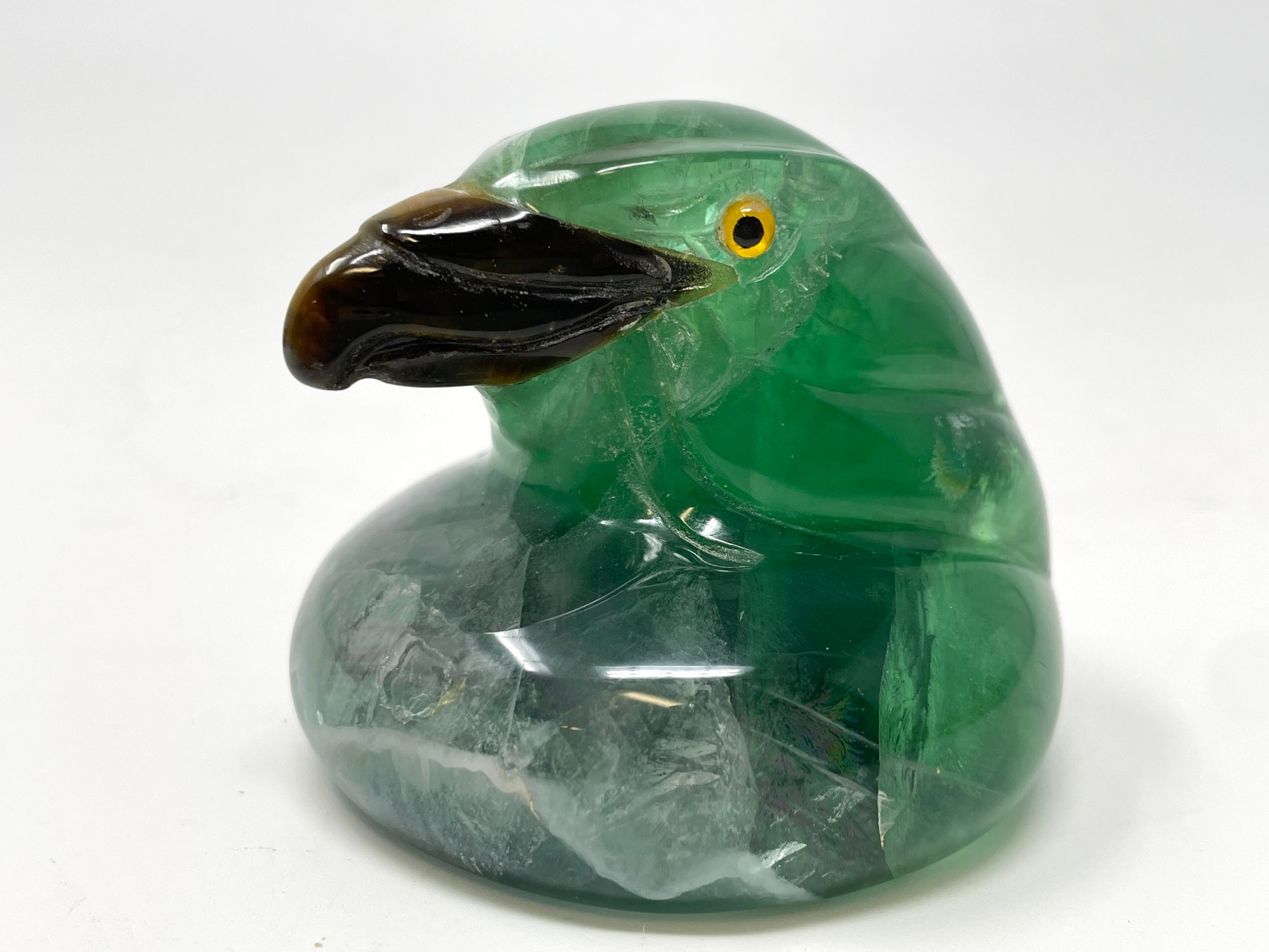 Fluoite And Tigers Eye Eagle Head Statue #115305 | Auctionninja.com
