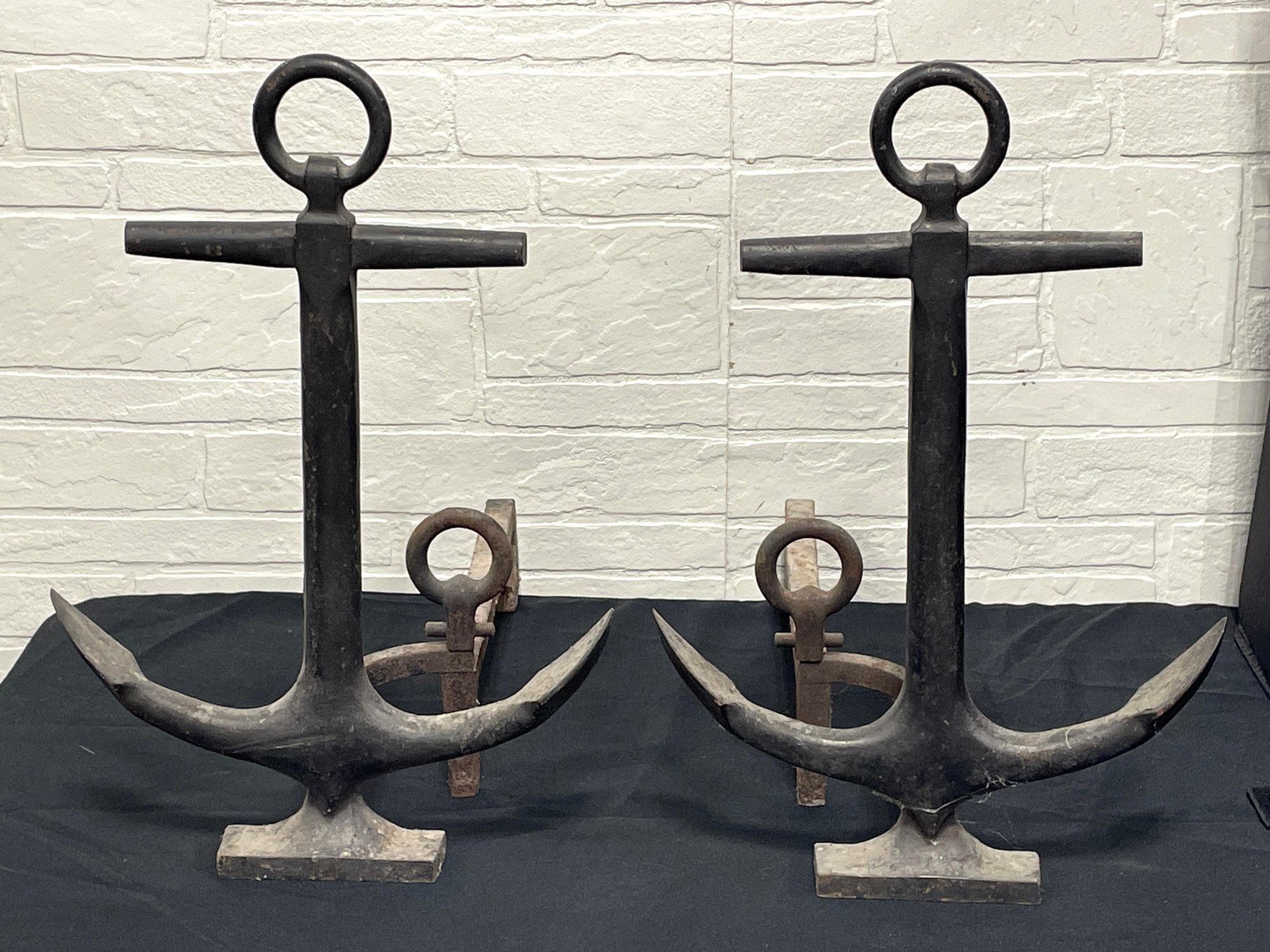 Antique Ships Anchor Andirons #125093 | Auctionninja.com