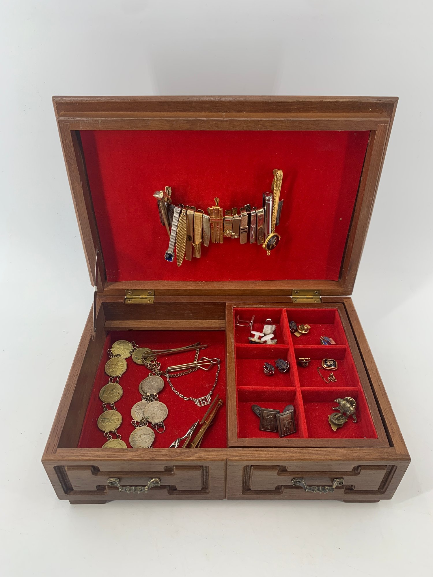 Estate Fresh Mens Jewelry Box Filled With Tie Tacks, Tie Bars ...