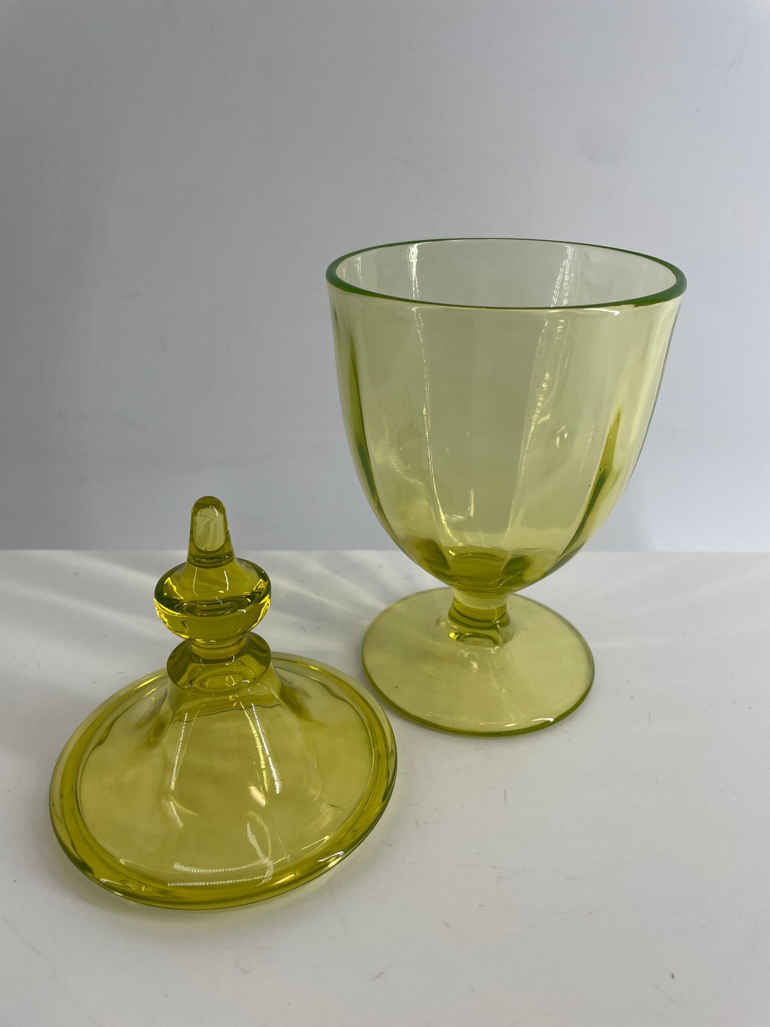 Fostoria Uranium Glass Covered Candy Dish In The "Canary" Color #166119 ...