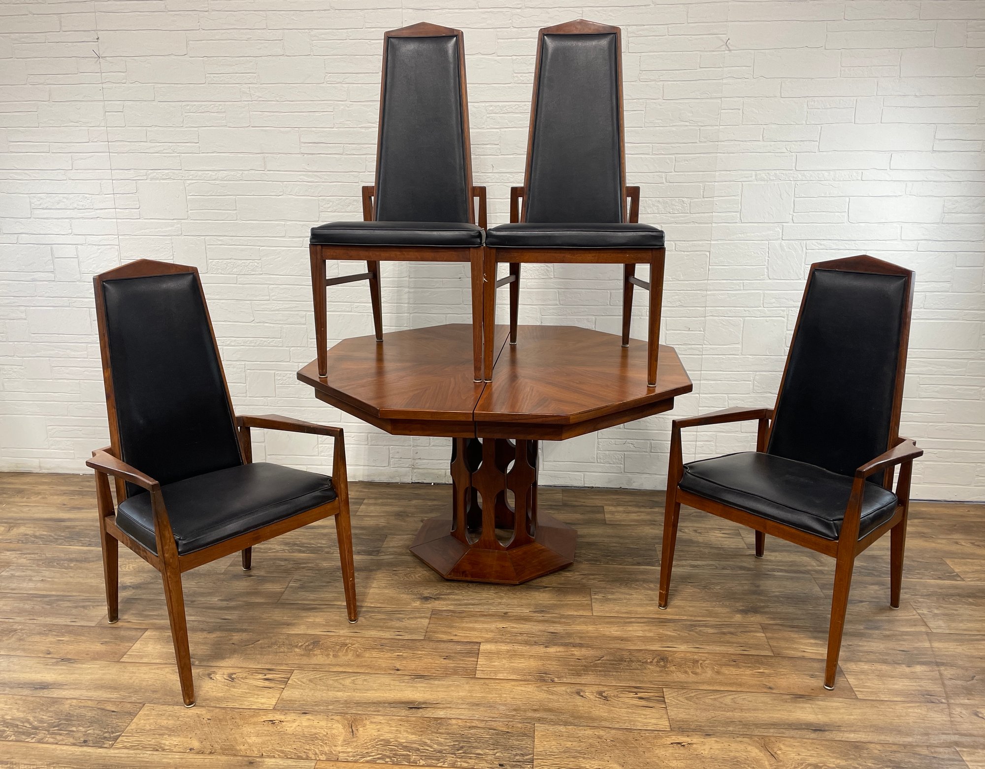 Foster-McDavid Mid-Century Modern Walnut Dining Chairs With Walnut ...